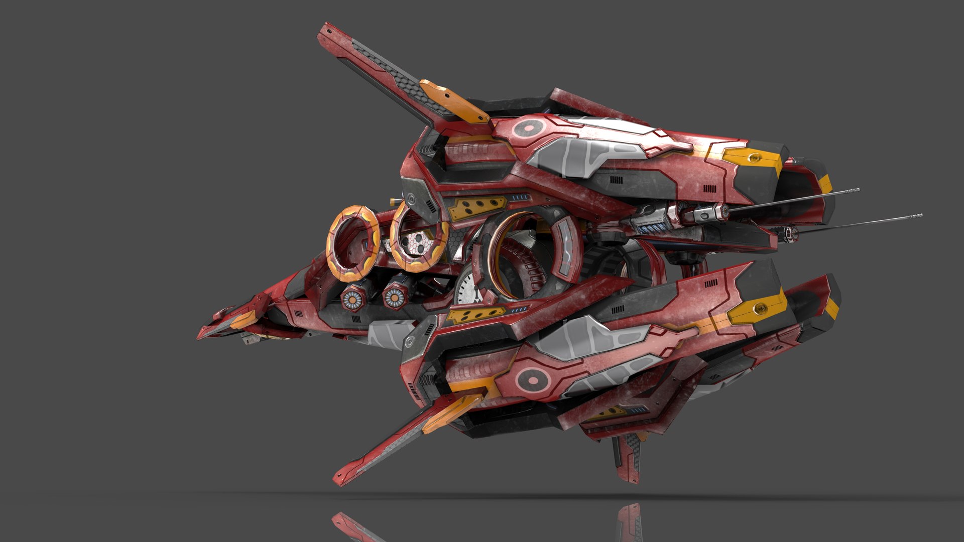 3d Model Heavy Red Manga Drone