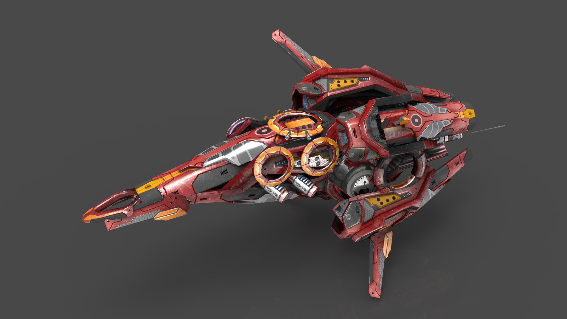 3d Model Heavy Red Manga Drone