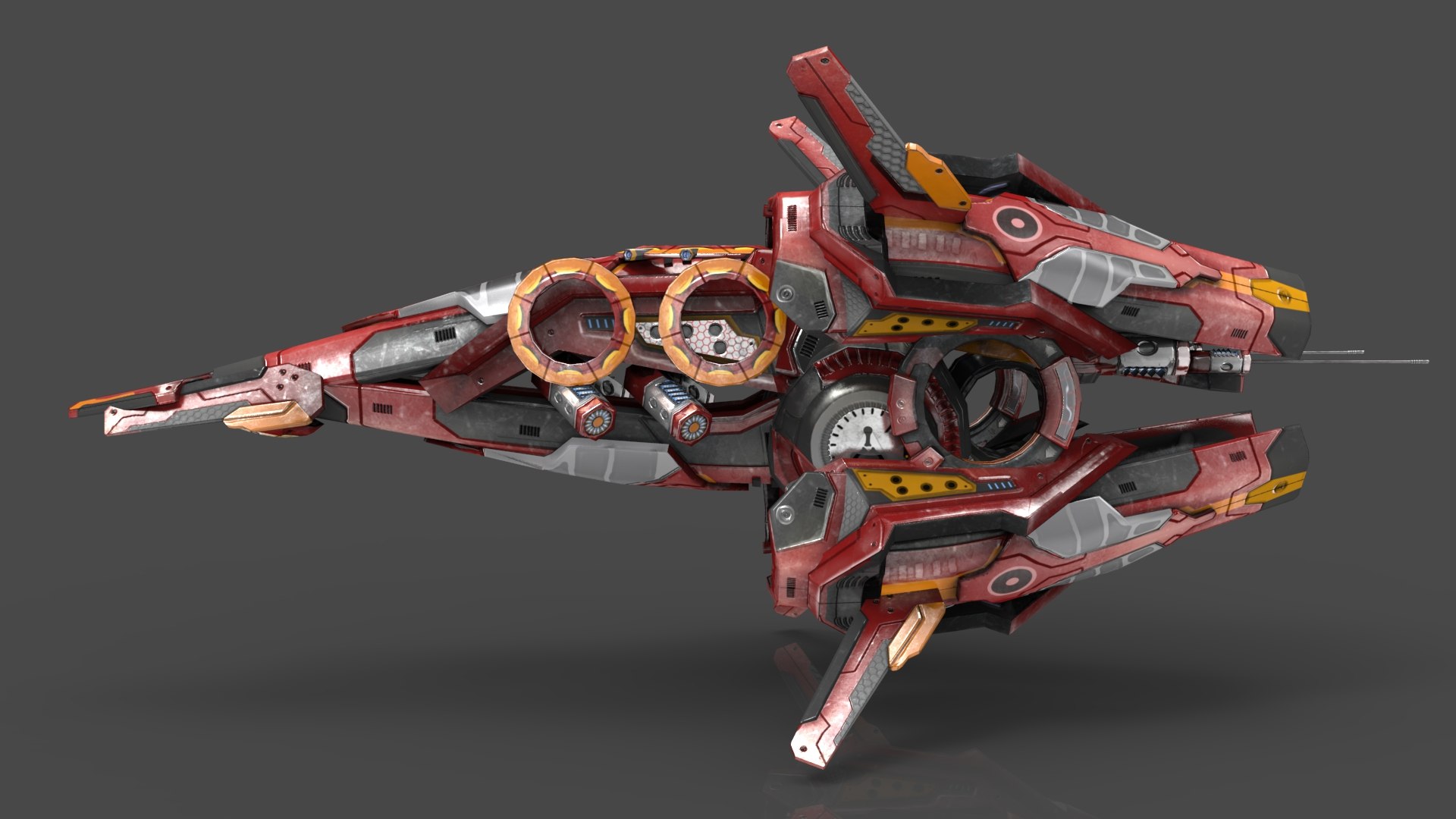 3d Model Heavy Red Manga Drone