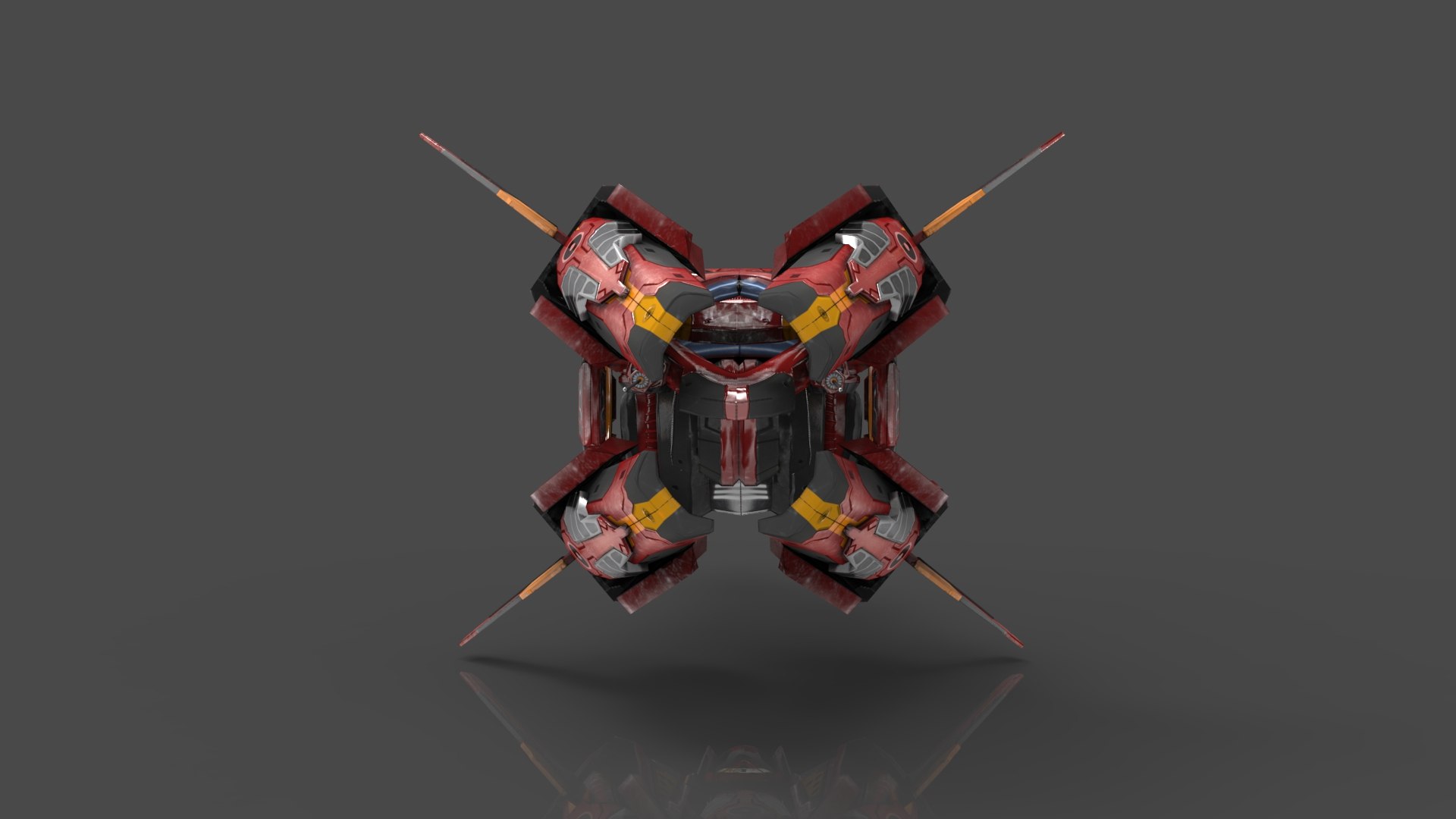3d Model Heavy Red Manga Drone