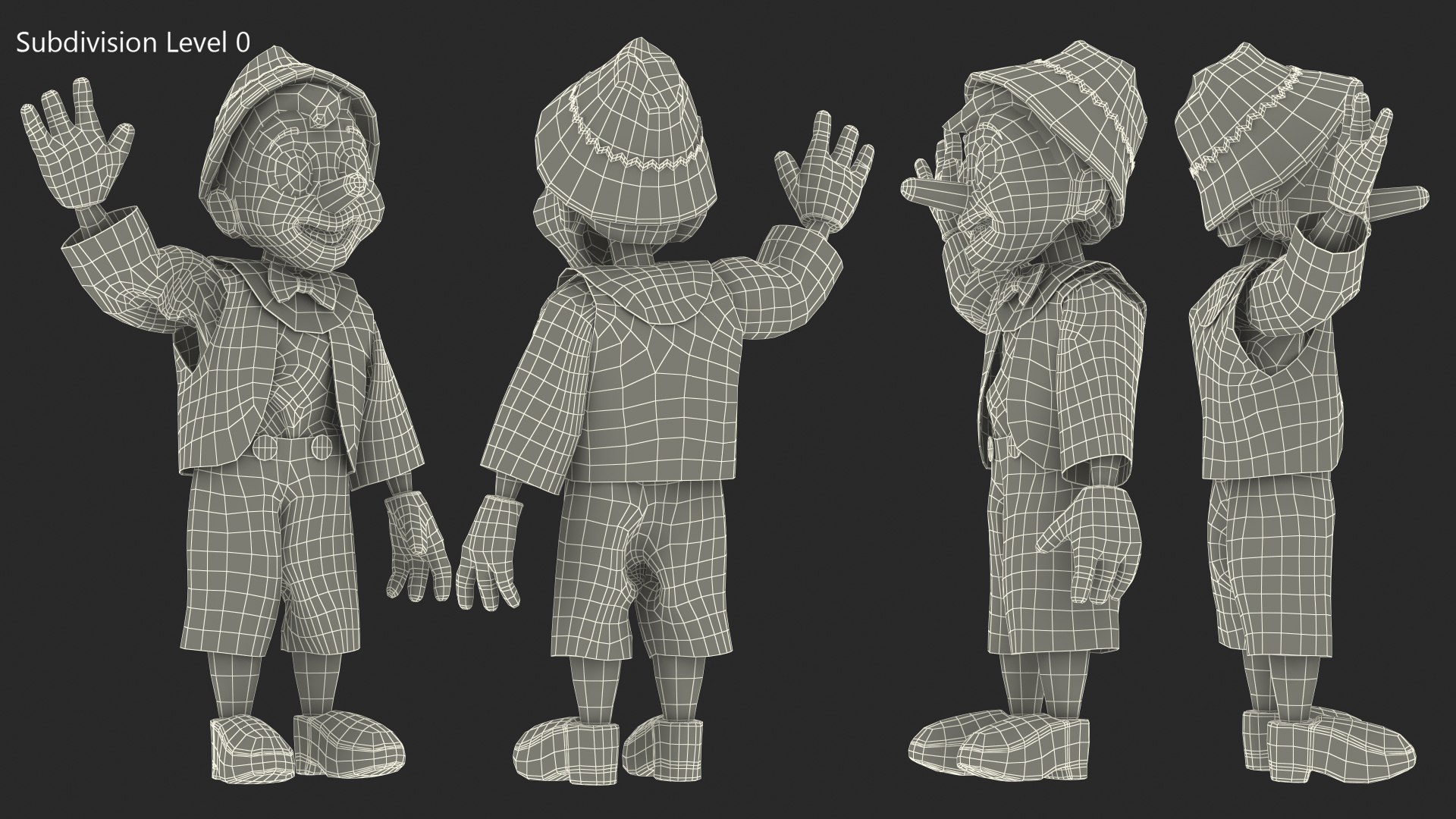 Pinnochio Cartoon Character Waving Hello 3D Model - TurboSquid 2070396