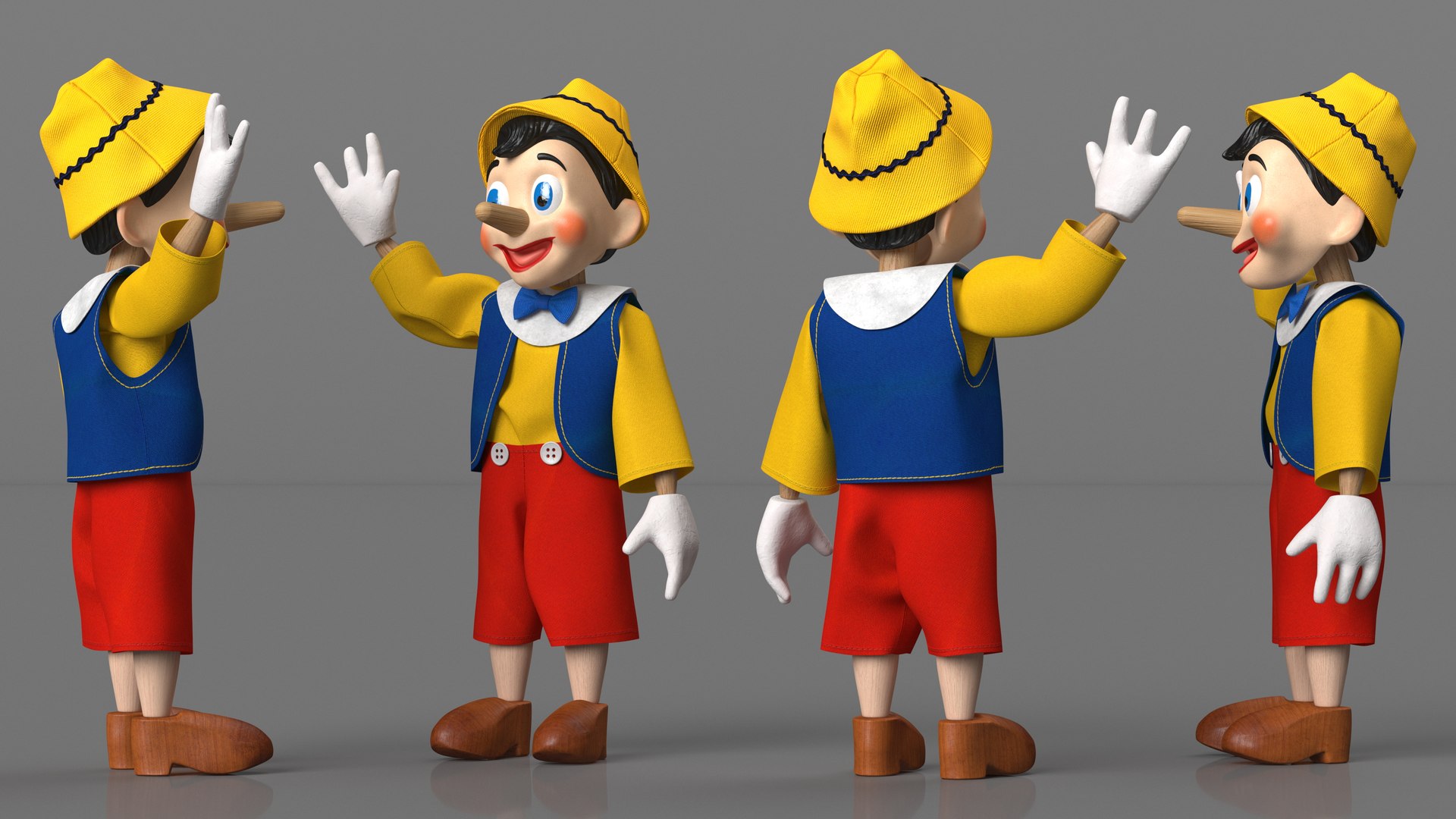 Pinnochio Cartoon Character Waving Hello 3D Model - TurboSquid 2070396