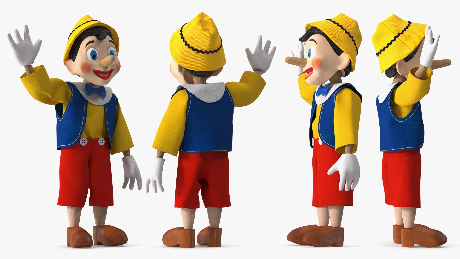 Pinnochio Cartoon Character Waving Hello 3D Model - TurboSquid 2070396