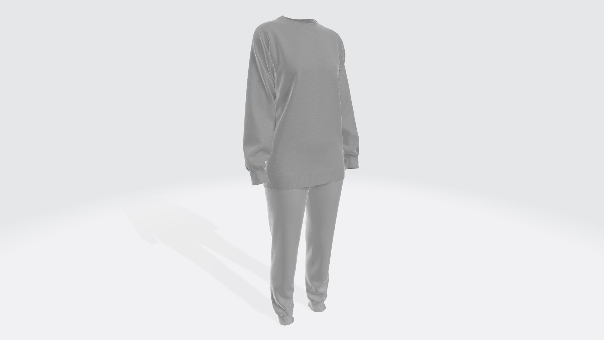 Women Crew Neck Sweater Outfit 3D Model - TurboSquid 2011726