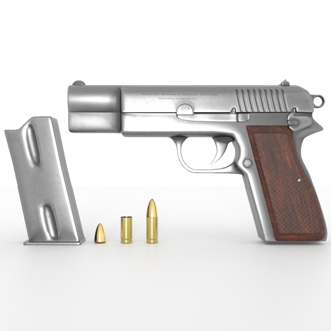 3D Browning Hi-Power Pistol Low-poly Model - TurboSquid 2045350