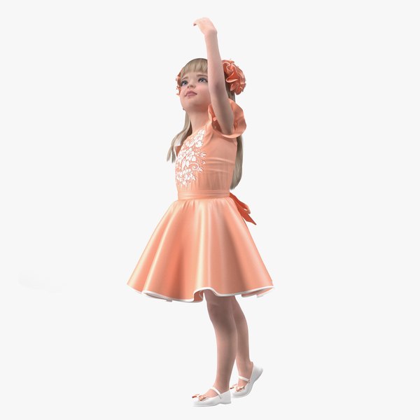 modelo 3d Child Girl Party Dress Rigged for Maya - TurboSquid 2087431