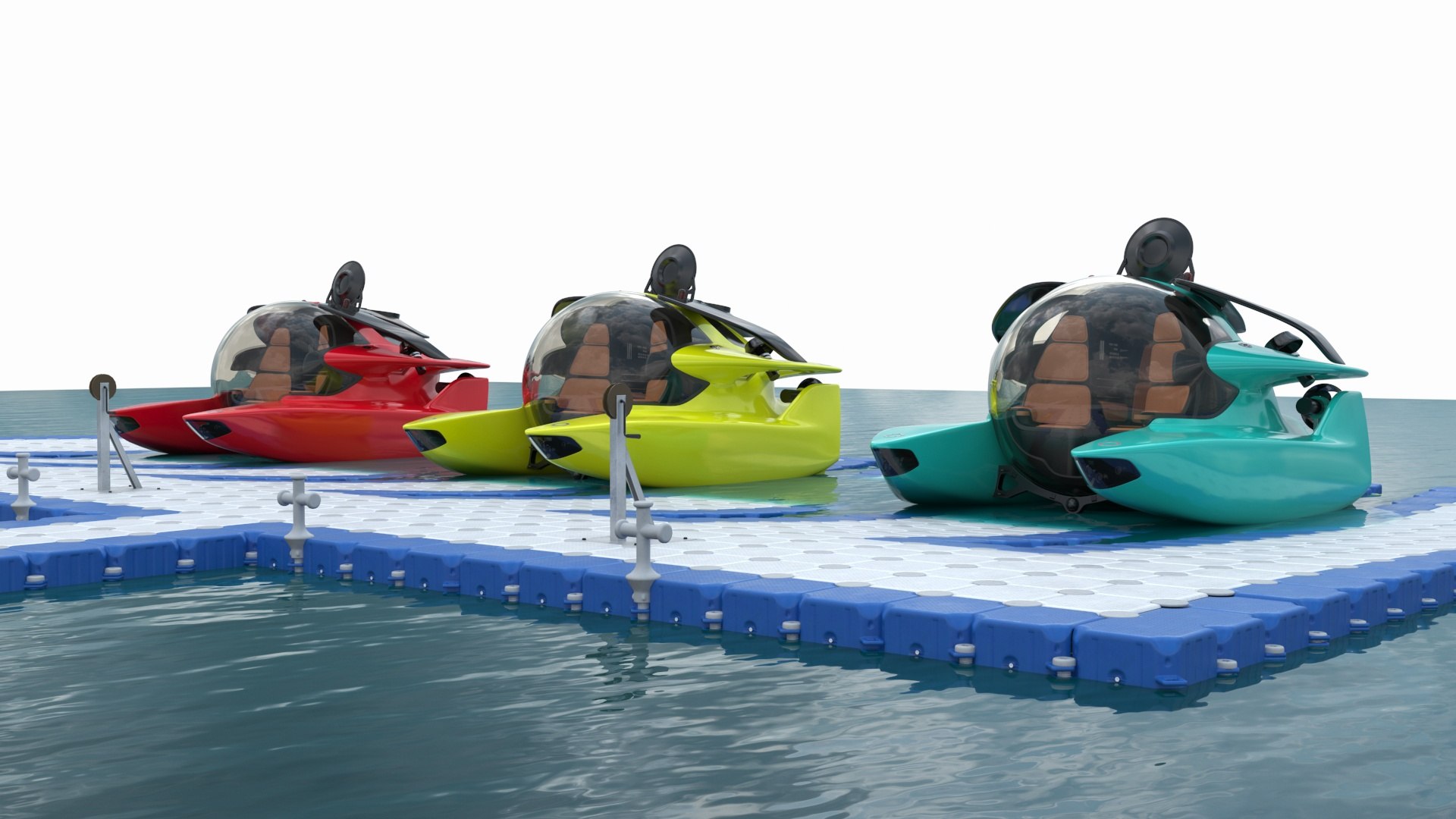 3D Model Luxurious Personal Submarine Floating Pontoon Modular Rigged ...