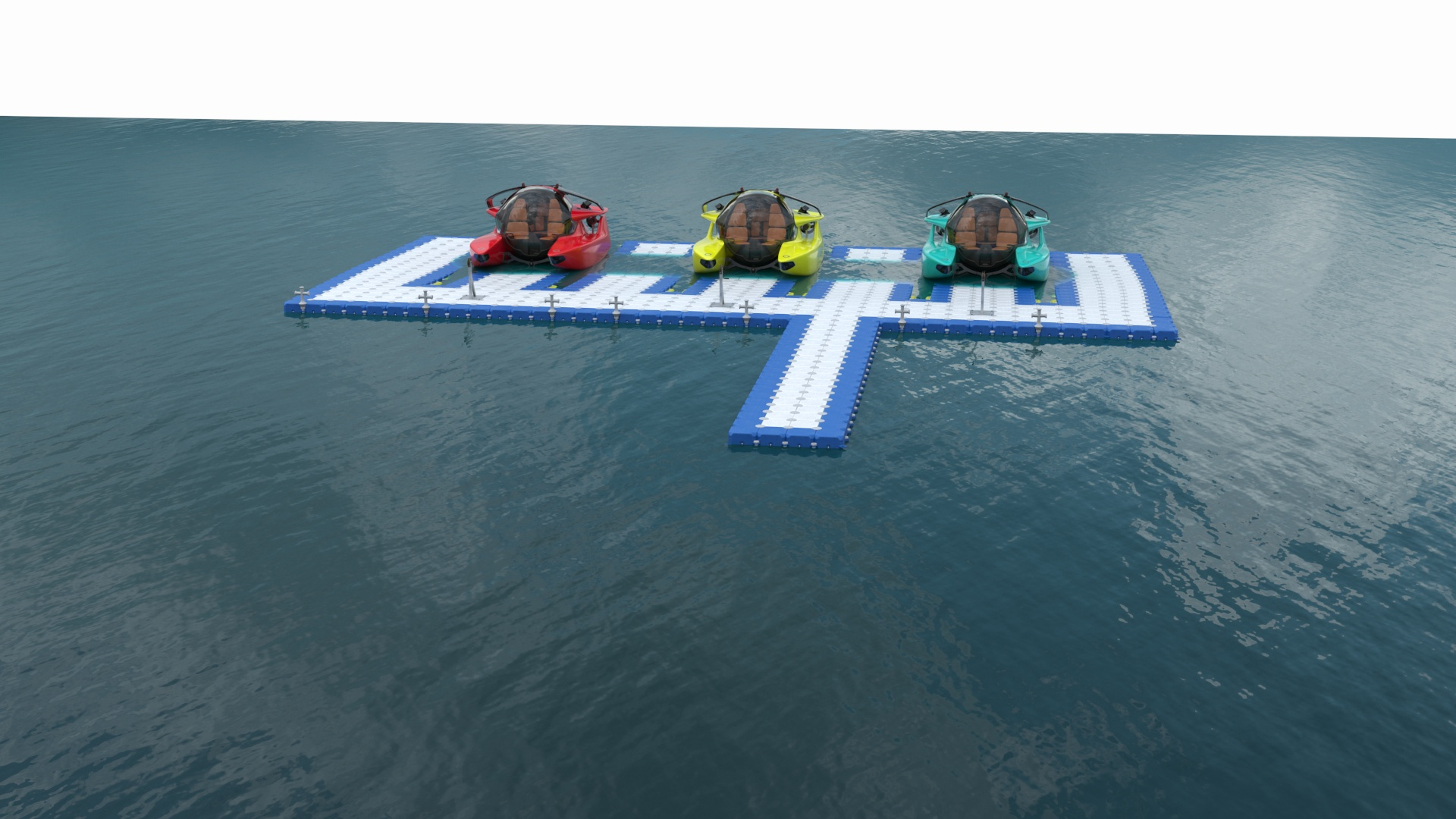 3D Model Luxurious Personal Submarine Floating Pontoon Modular Rigged ...