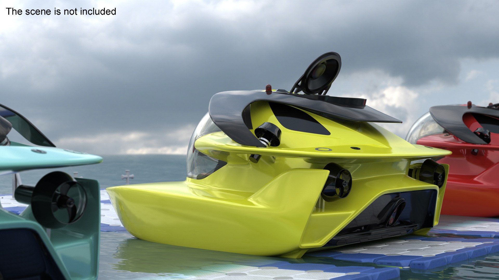3D Model Luxurious Personal Submarine Floating Pontoon Modular Rigged ...