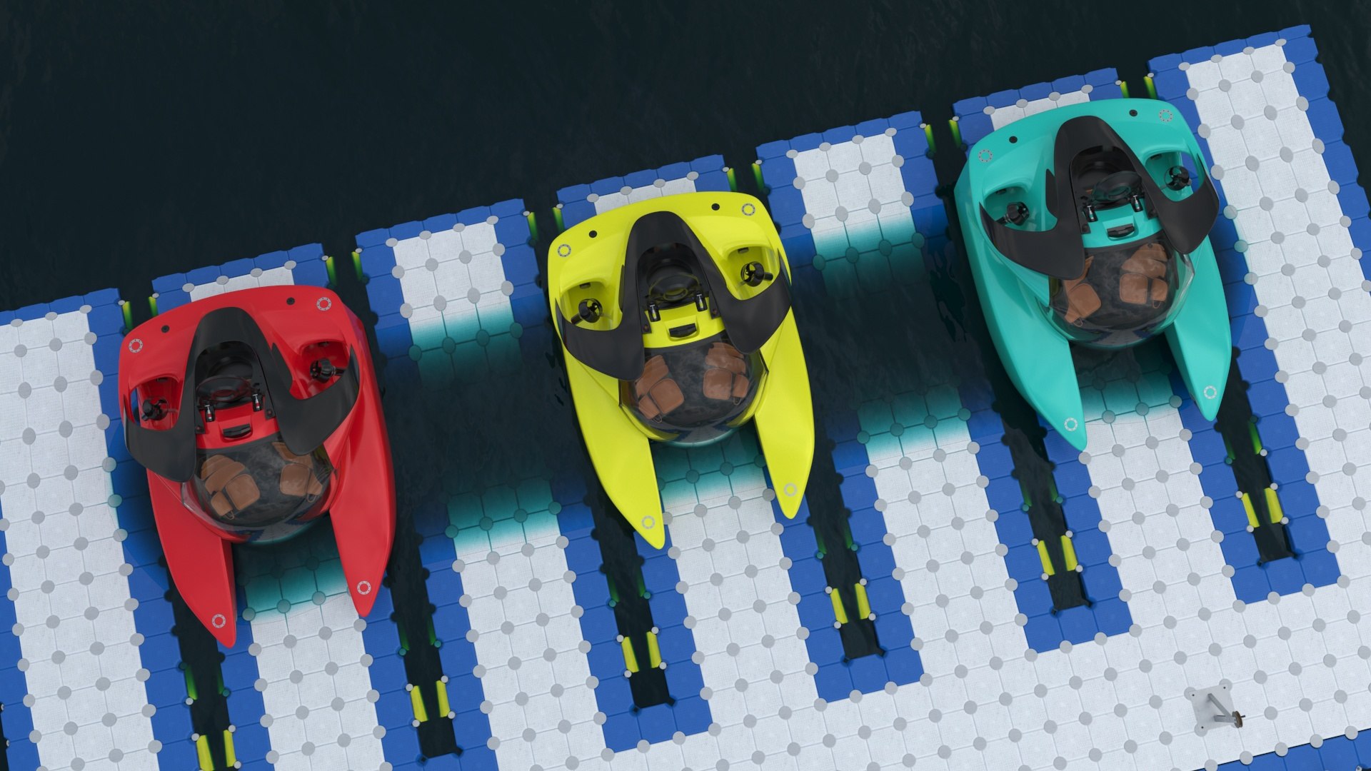 3D Model Luxurious Personal Submarine Floating Pontoon Modular Rigged ...