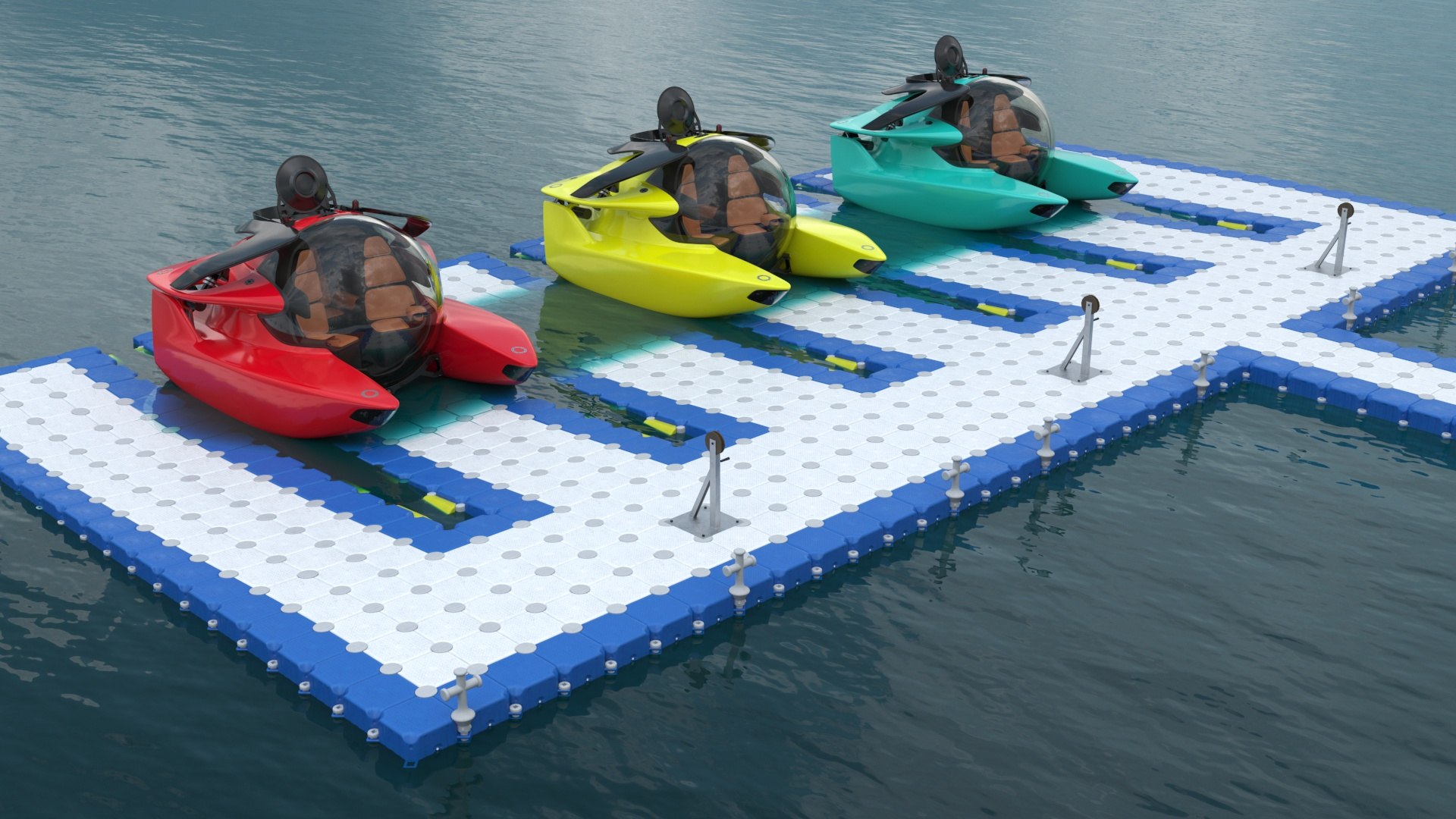 3D Model Luxurious Personal Submarine Floating Pontoon Modular Rigged ...