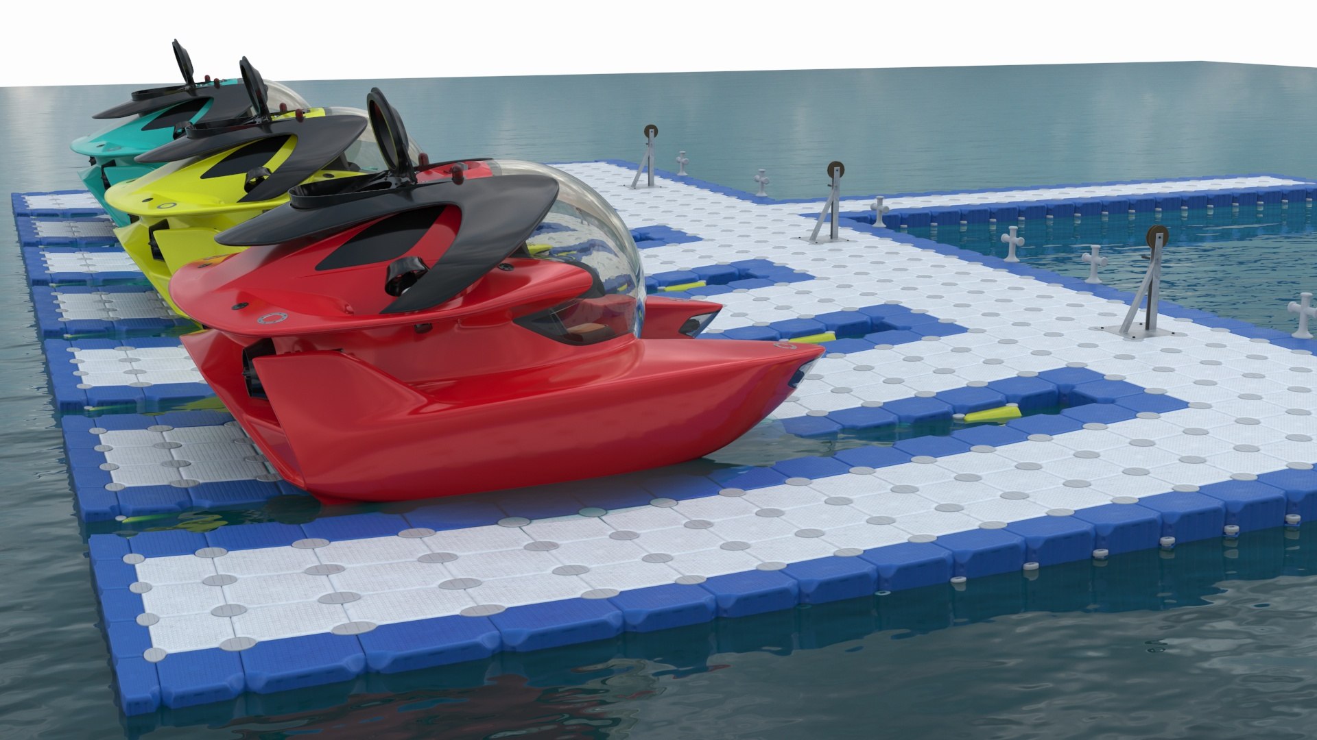 3D Model Luxurious Personal Submarine Floating Pontoon Modular Rigged ...