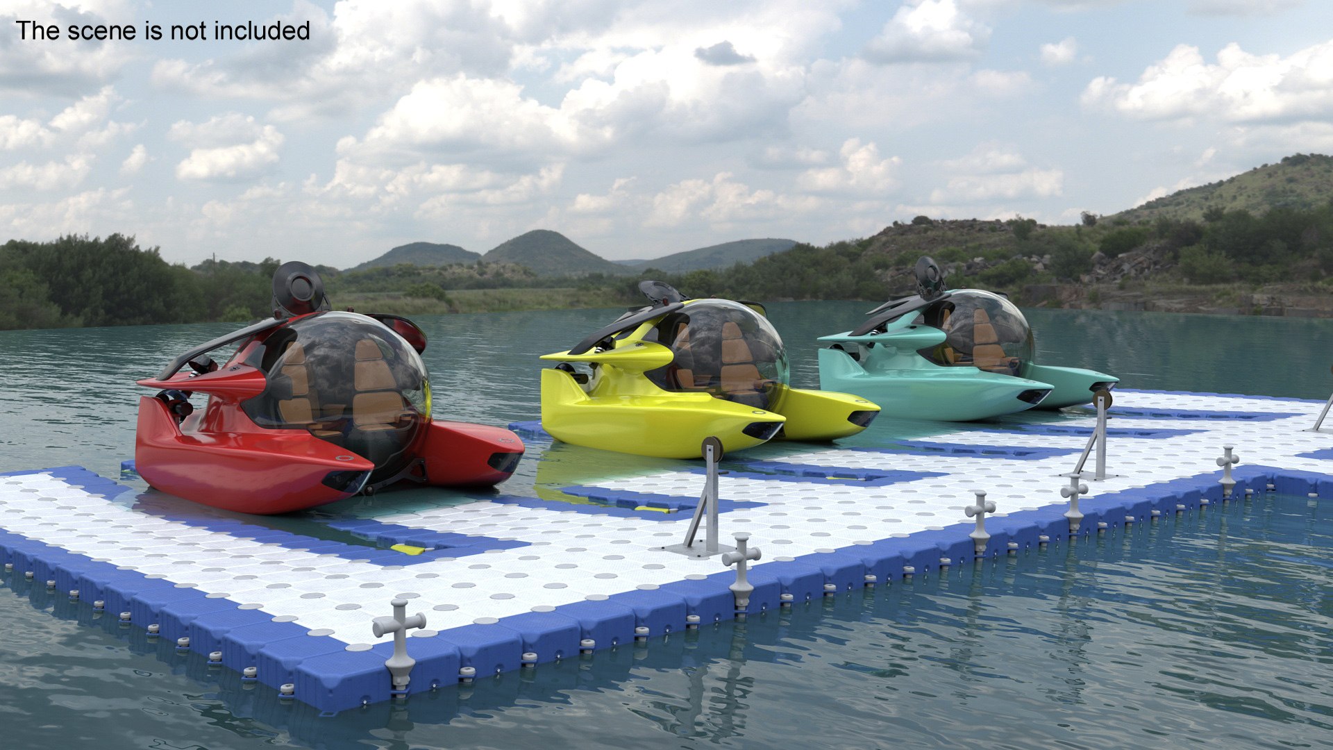 3D Model Luxurious Personal Submarine Floating Pontoon Modular Rigged ...