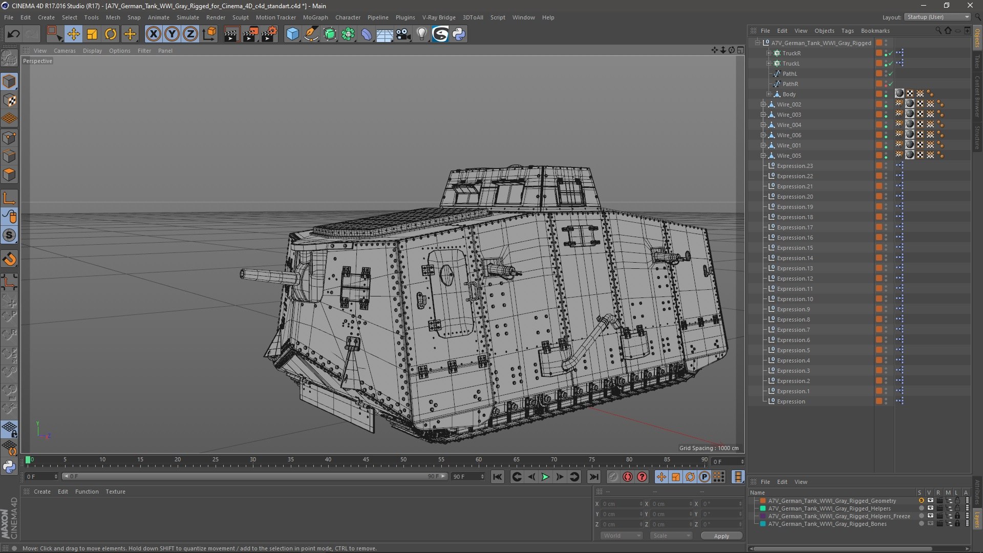 3D A7V German Tank WWI Gray Rigged for Cinema 4D model - TurboSquid 2170527