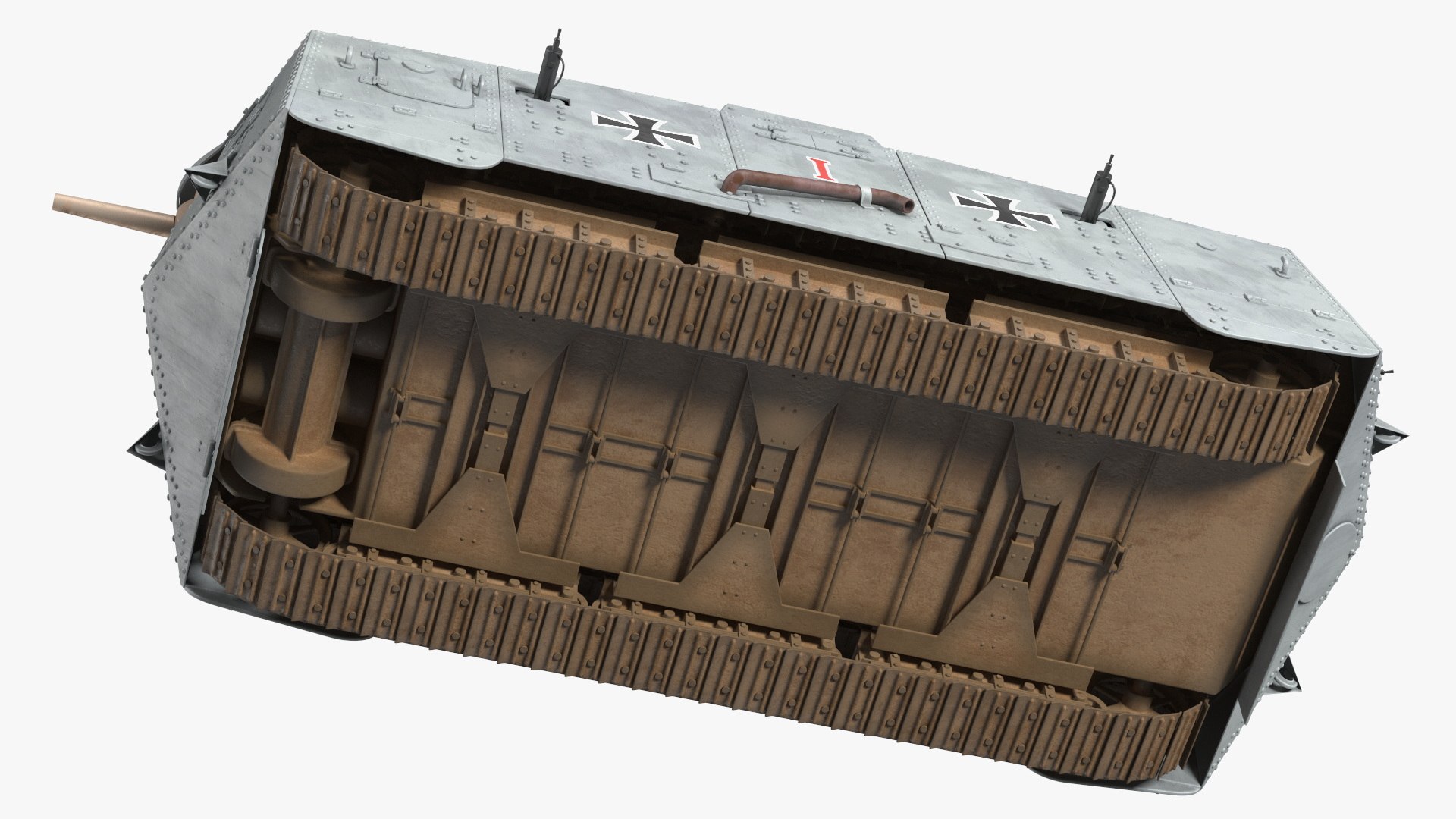 3D A7V German Tank WWI Gray Rigged For Cinema 4D Model - TurboSquid 2170527