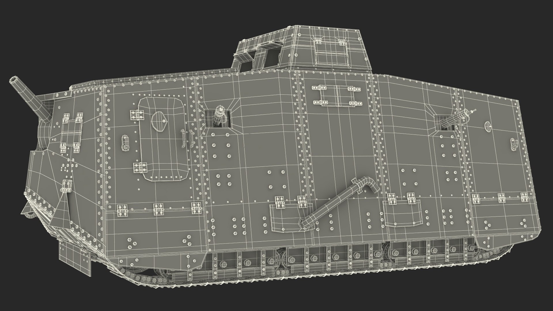 3D A7V German Tank WWI Gray Rigged for Cinema 4D model - TurboSquid 2170527