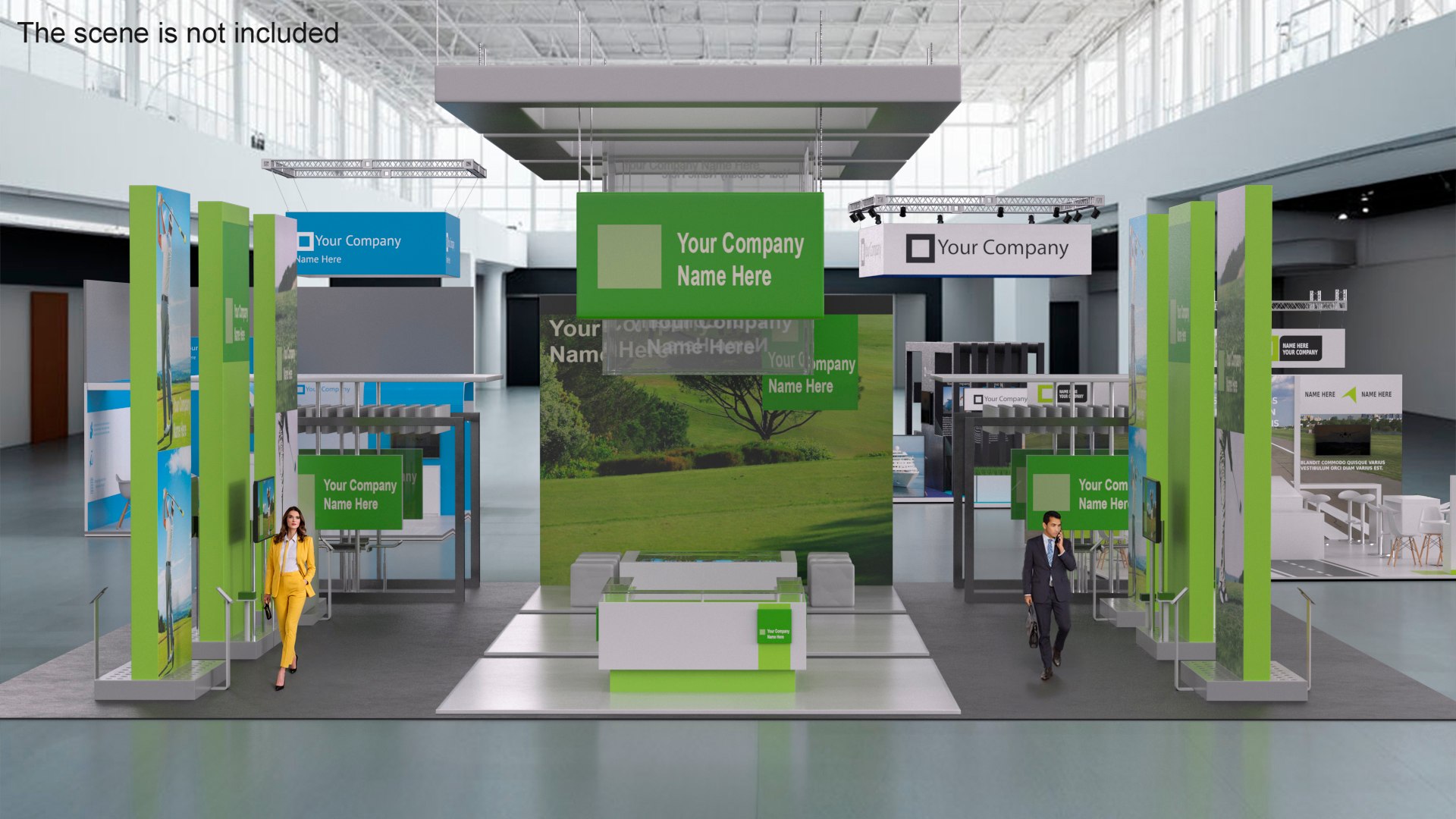 3D Trade Show Exhibition Booth Green Model - TurboSquid 2270134