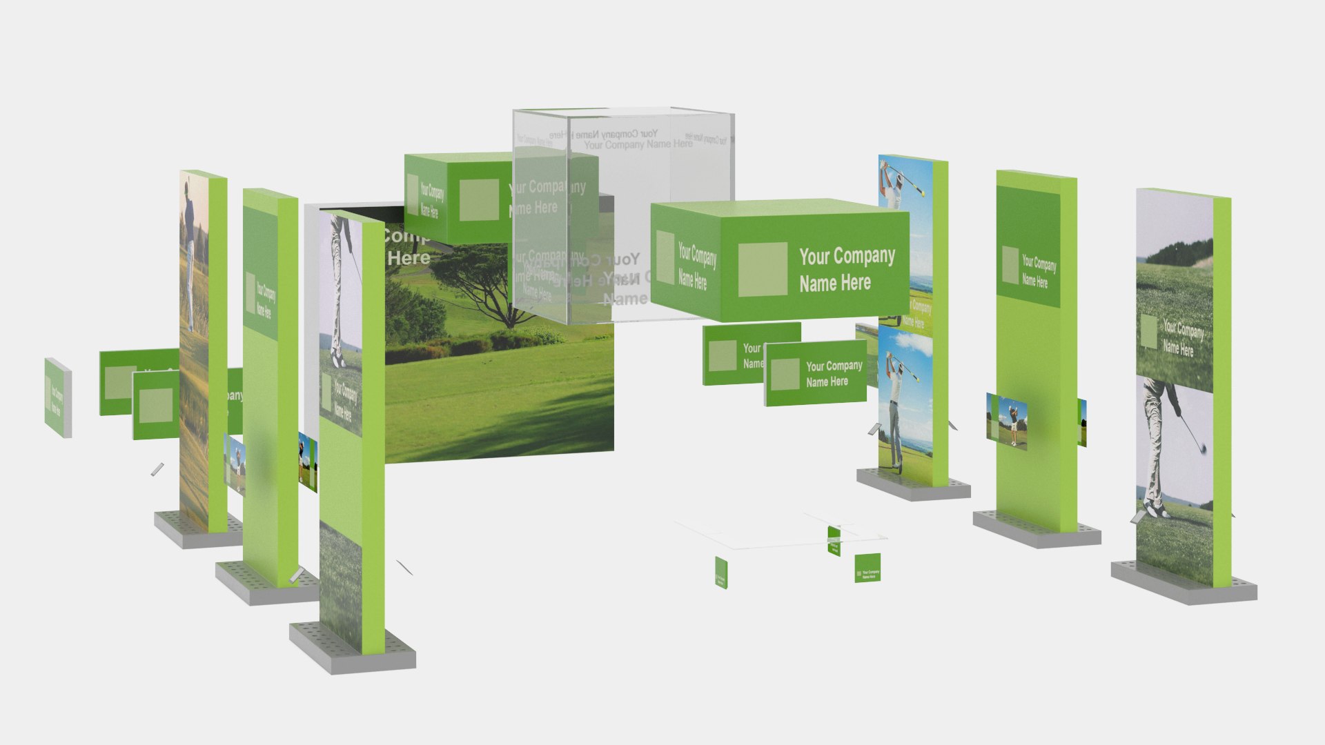 3D Trade Show Exhibition Booth Green Model - TurboSquid 2270134