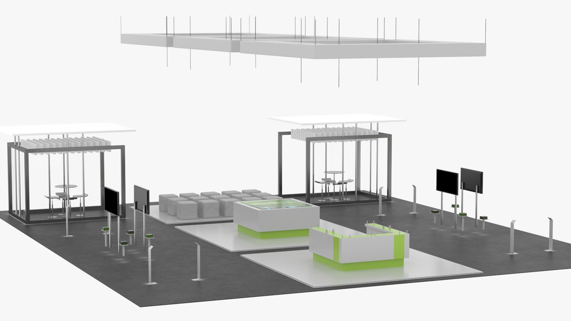 3D Trade Show Exhibition Booth Green Model - TurboSquid 2270134