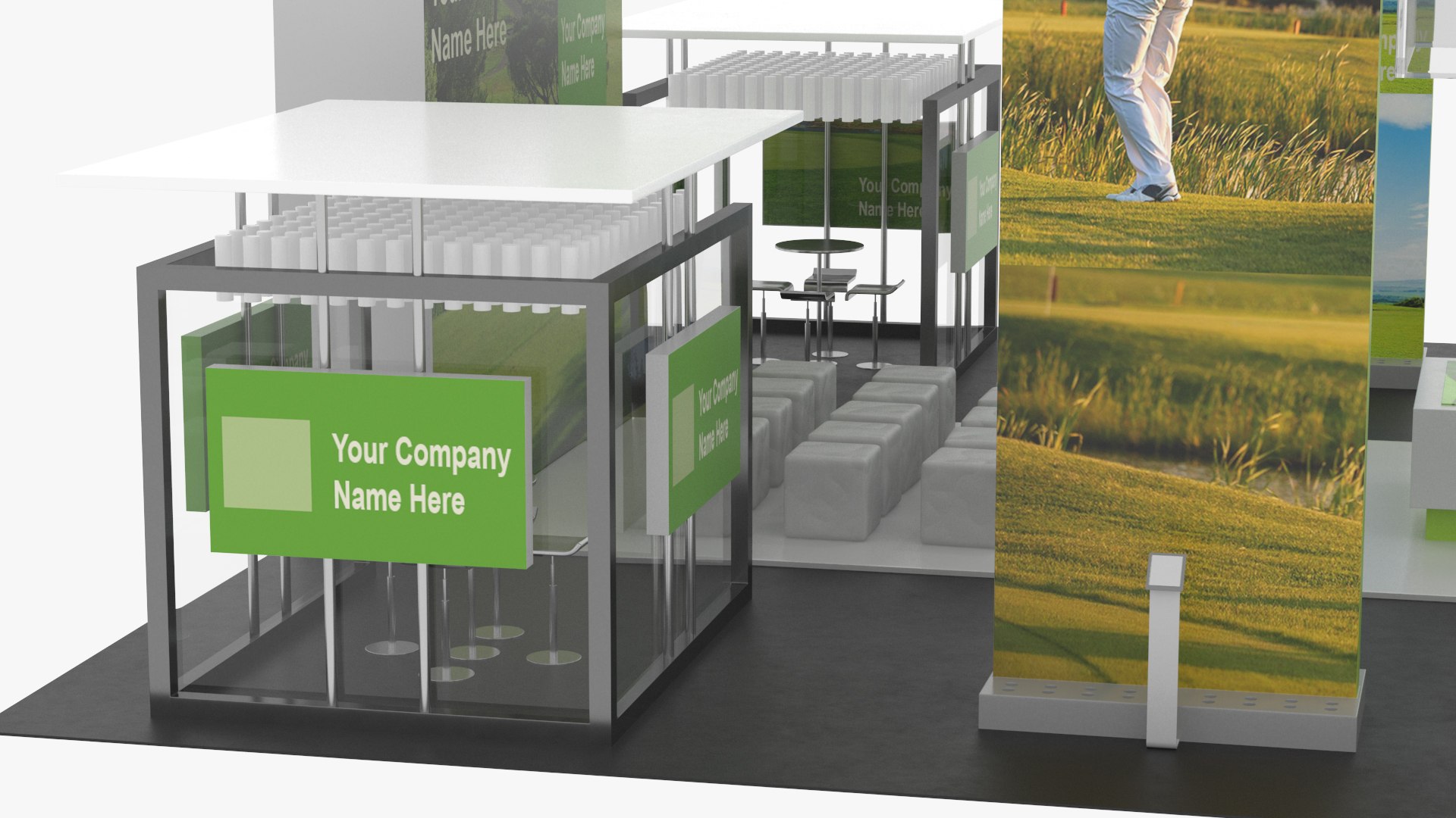 3D Trade Show Exhibition Booth Green Model - TurboSquid 2270134