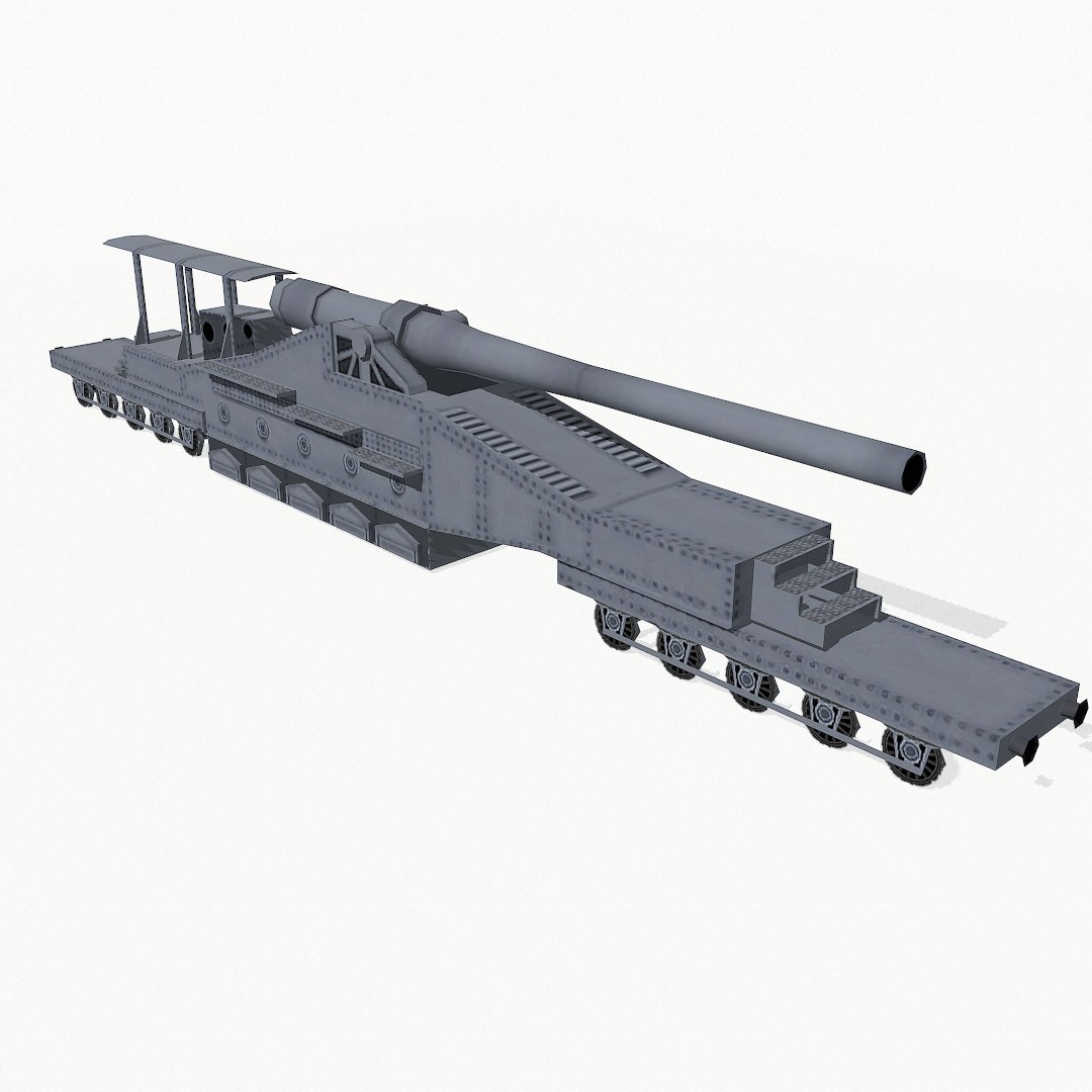 3d Railway Gun Model