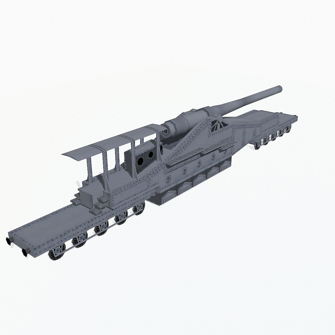 3d Railway Gun Model