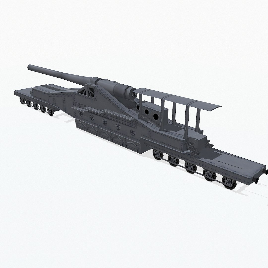3d Railway Gun Model