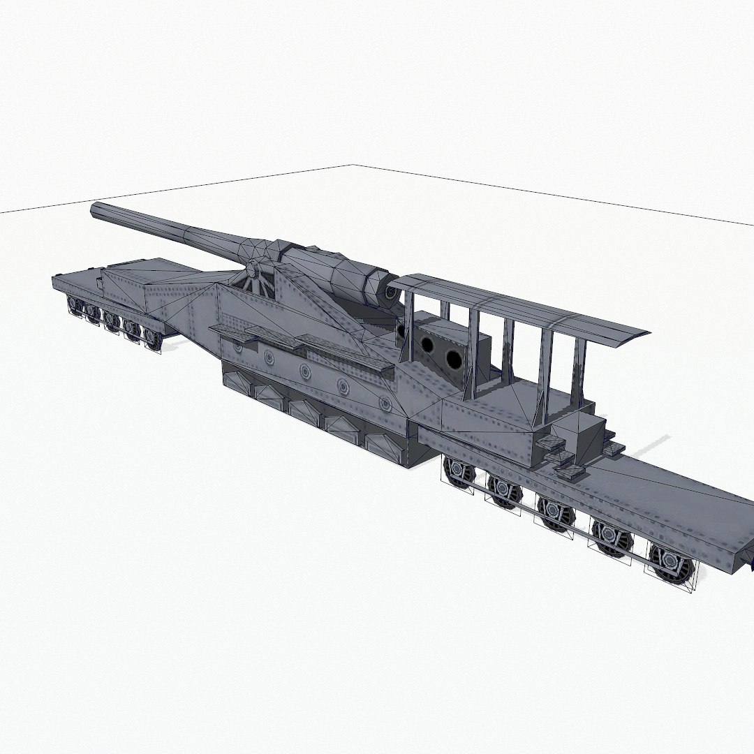3d Railway Gun Model