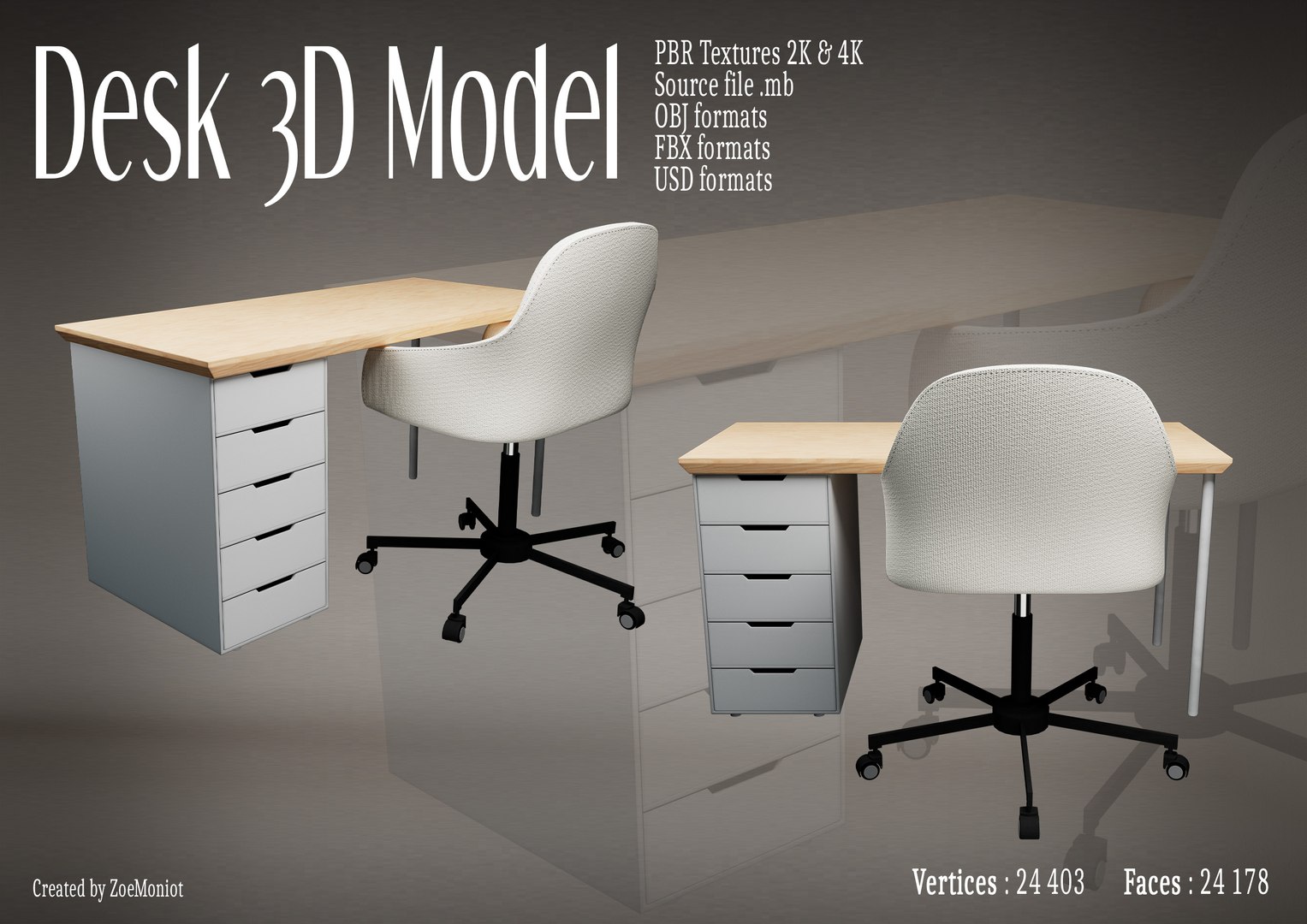 3D Desk 01 - TurboSquid 2194981