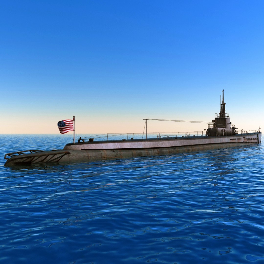 submarine uss gato 3d model