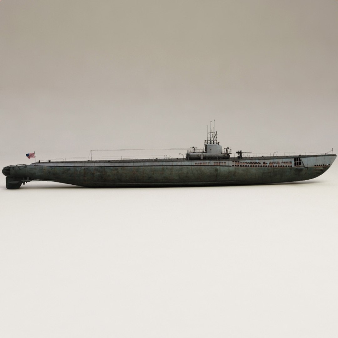 submarine uss gato 3d model
