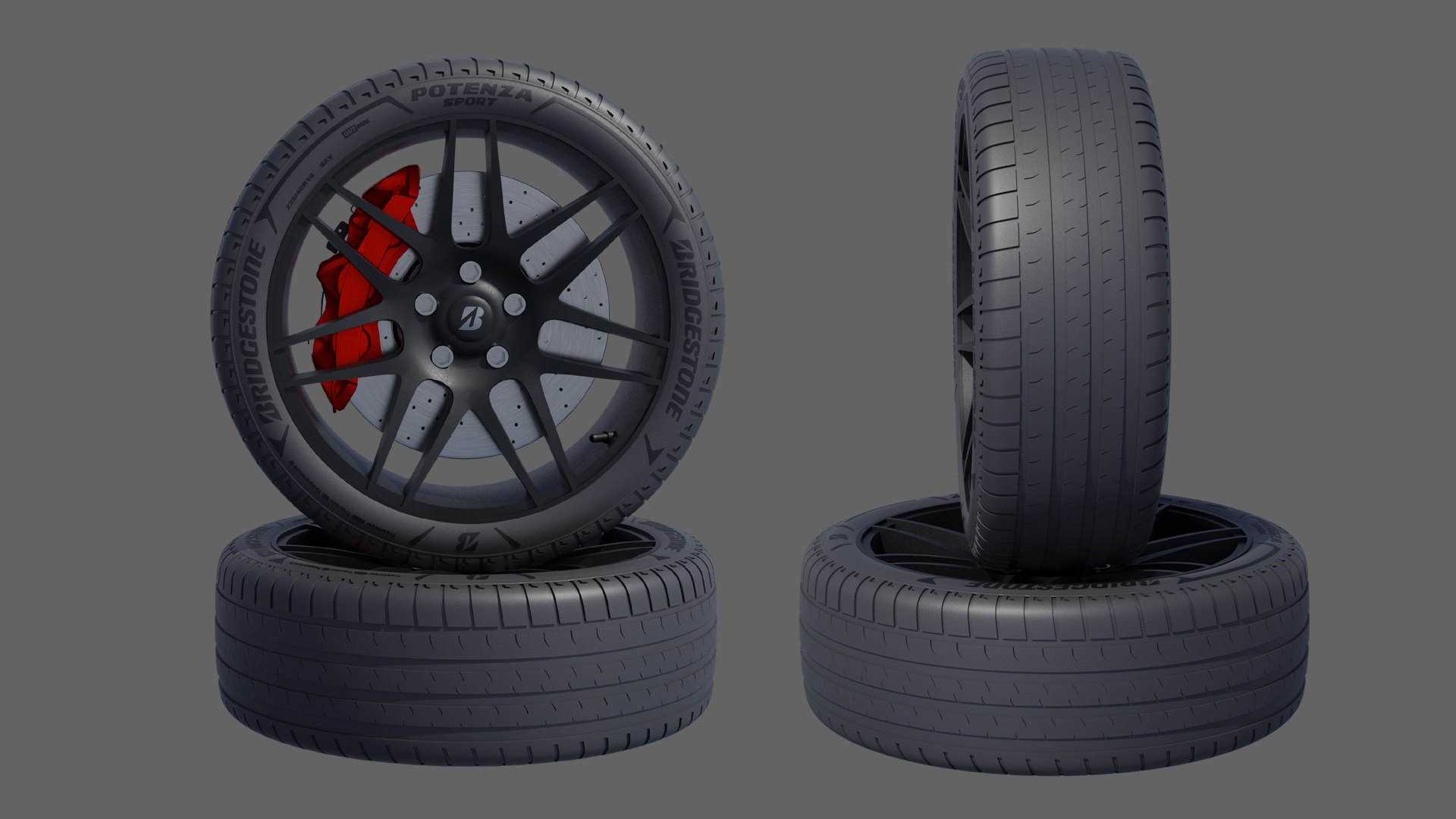 3D Bridgestone Potenza Wheel Pack - TurboSquid 2141682