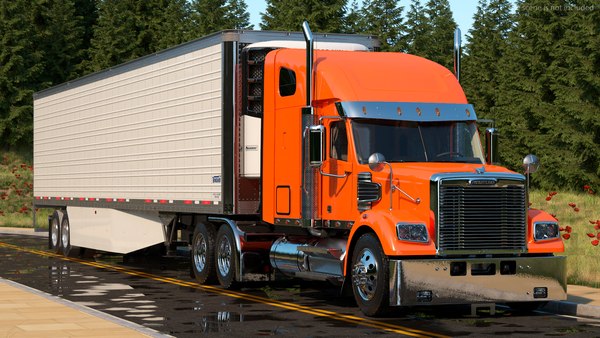 3D Freightliner Truck with Reefer Trailer - TurboSquid 1848700