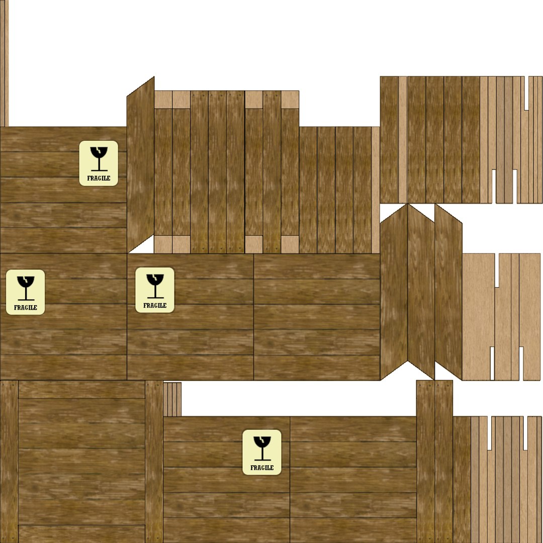 3D Simple Wooden Crate Box With Stickers Model - TurboSquid 2263819