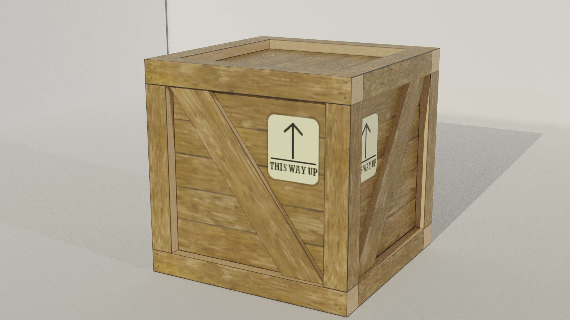 3D Simple Wooden Crate Box With Stickers Model - TurboSquid 2263819