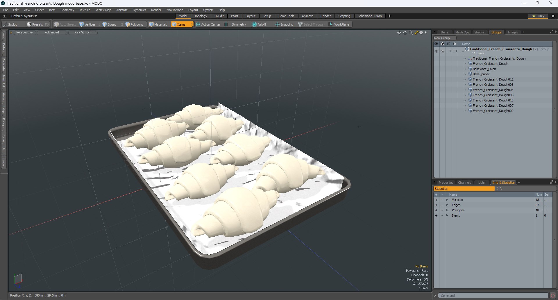 Traditional French Croissants Dough 3D Model - TurboSquid 2277683