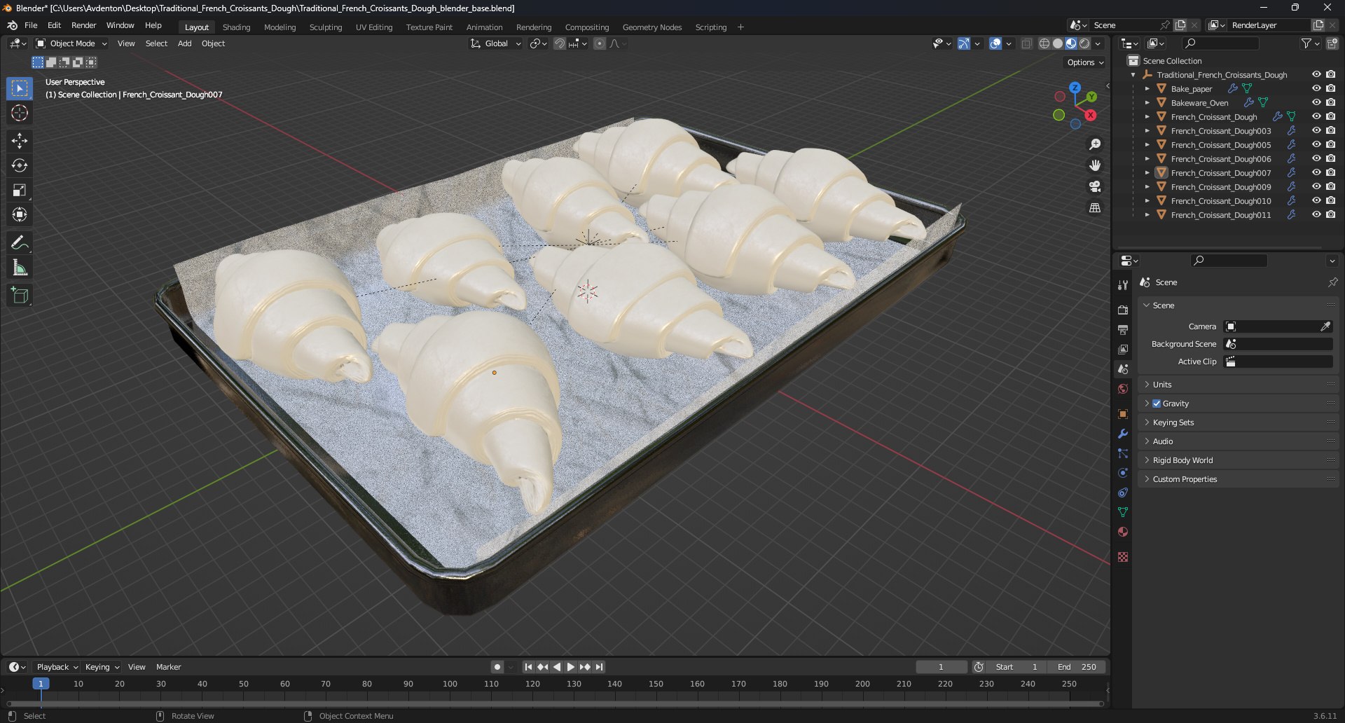 Traditional French Croissants Dough 3D Model - TurboSquid 2277683