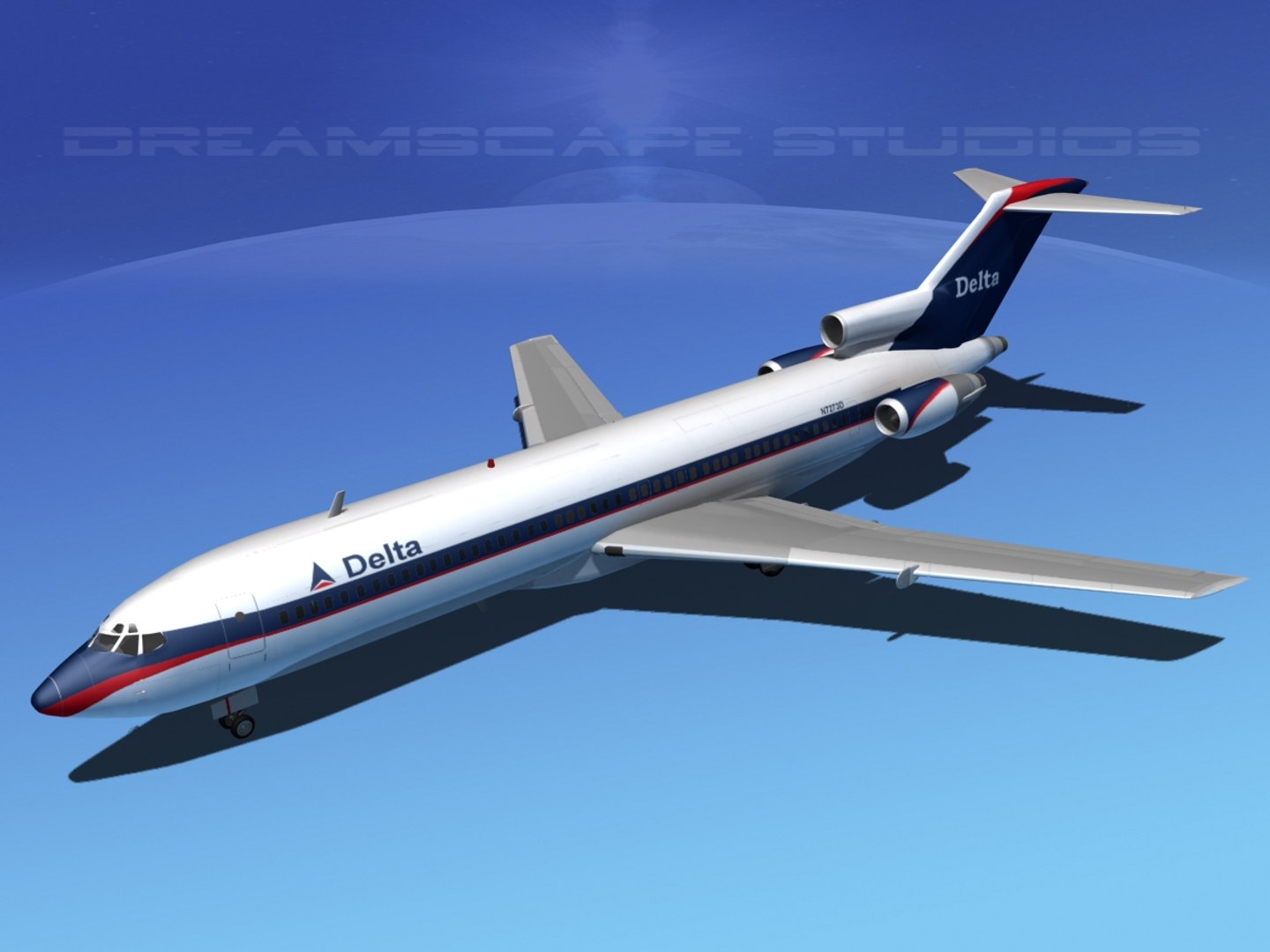 3d airline boeing 727 727-200 model