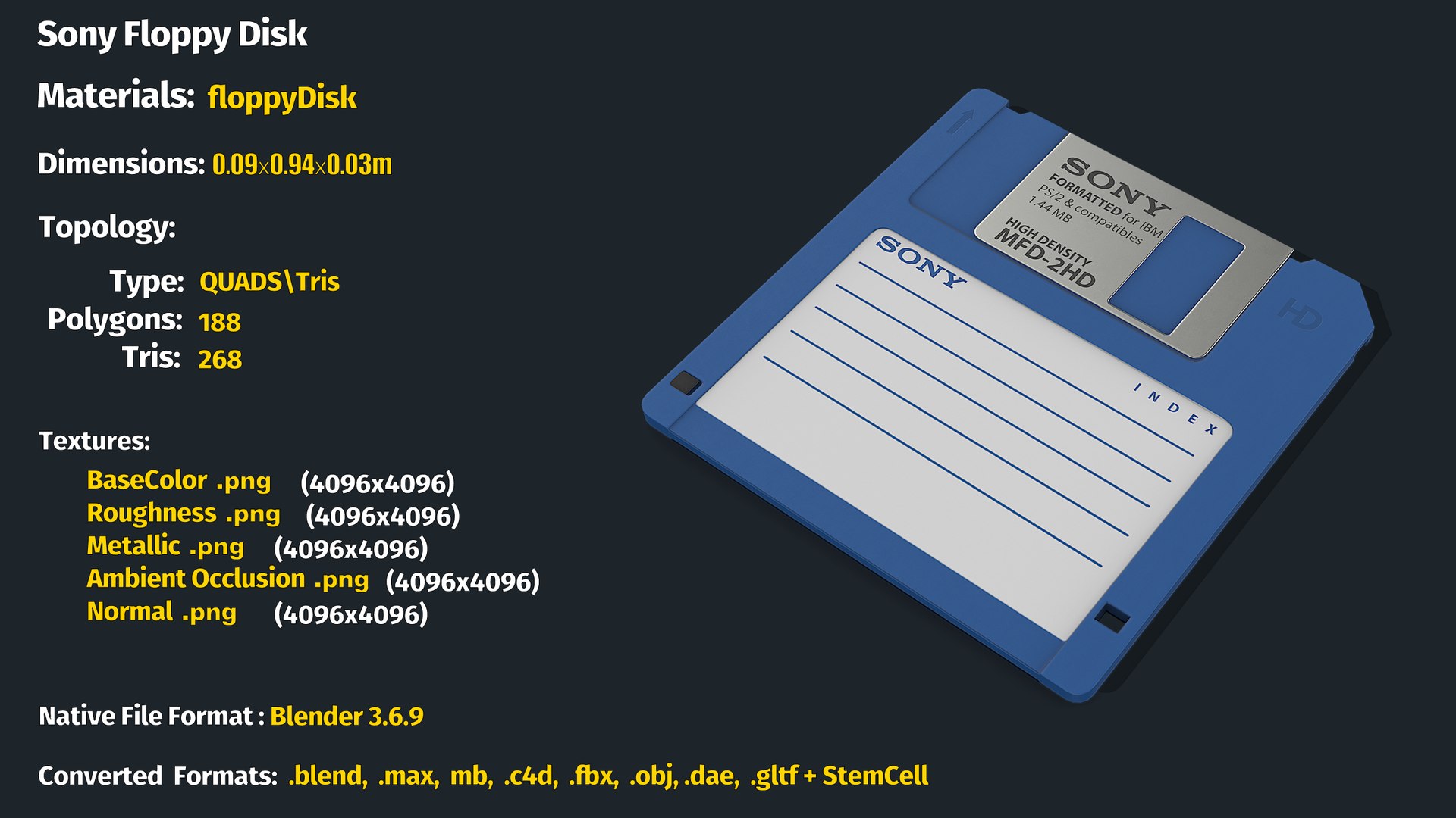 3D Model Sony Floppy Disk - TurboSquid 2217174