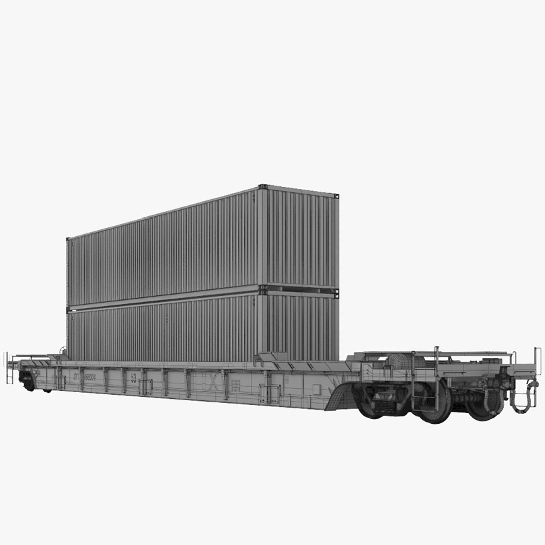 Railroad Double-stack Wagon 3D - TurboSquid 1824021