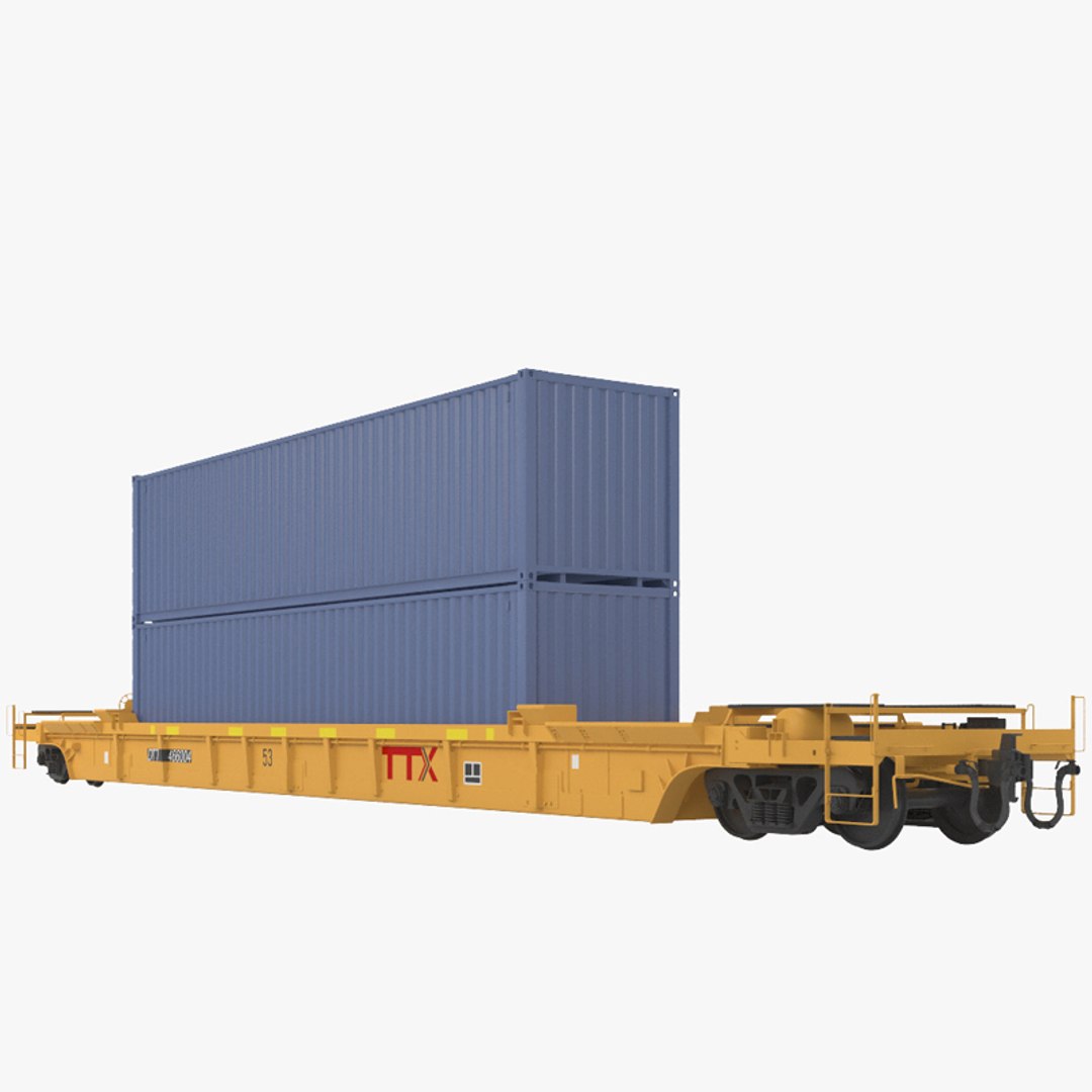 Railroad Double-stack Wagon 3D - TurboSquid 1824021