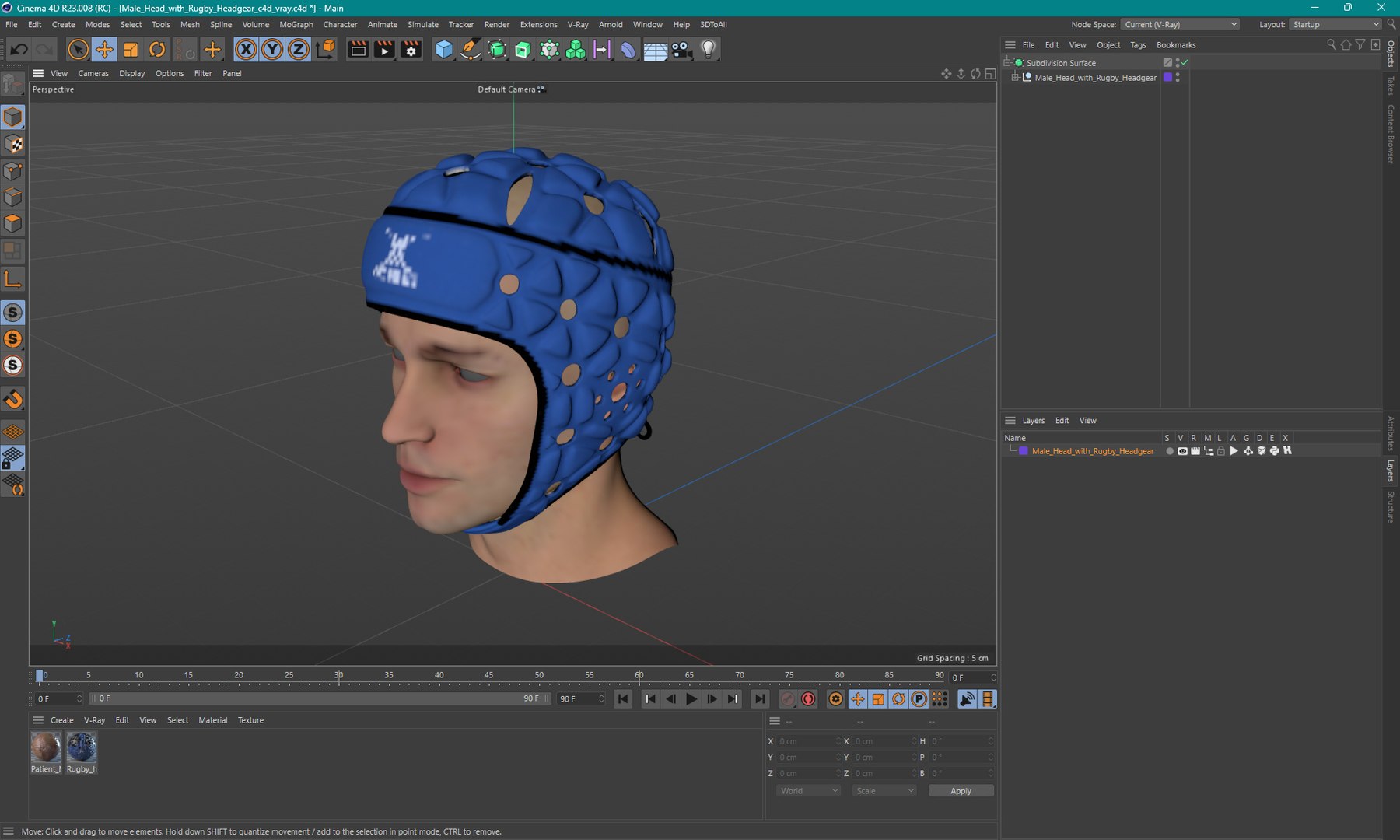Male Head With Gilbert Rugby Headgear 3D Model - TurboSquid 2351861