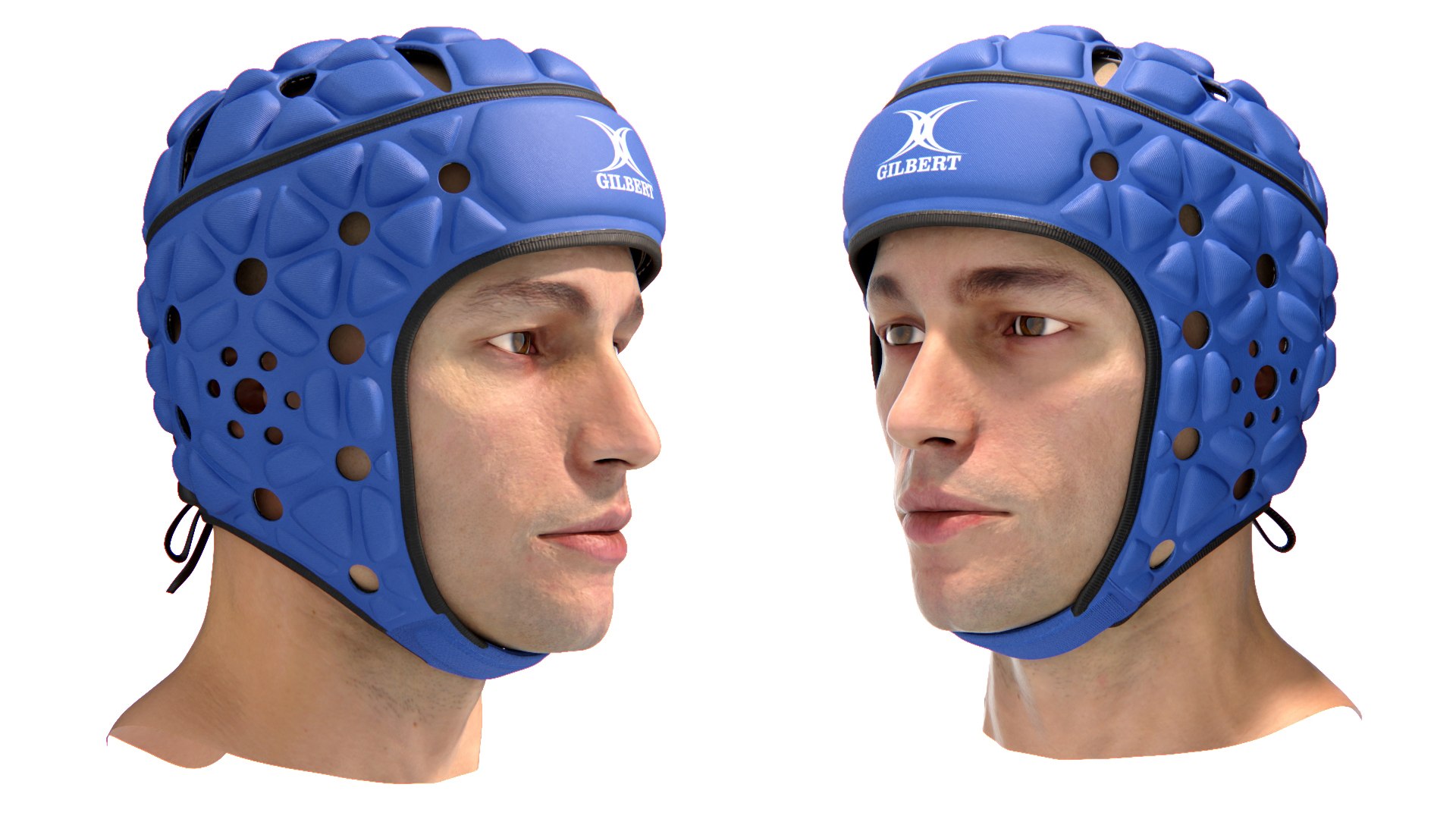 Male Head With Gilbert Rugby Headgear 3D Model - TurboSquid 2351861