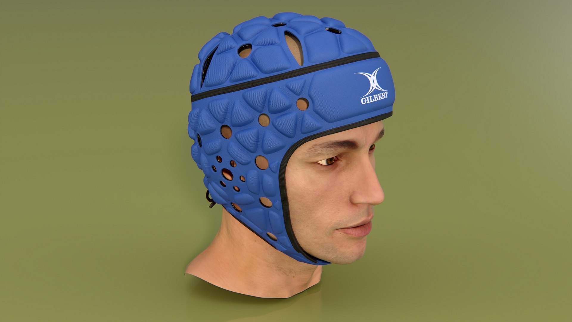 Male Head With Gilbert Rugby Headgear 3D Model - TurboSquid 2351861