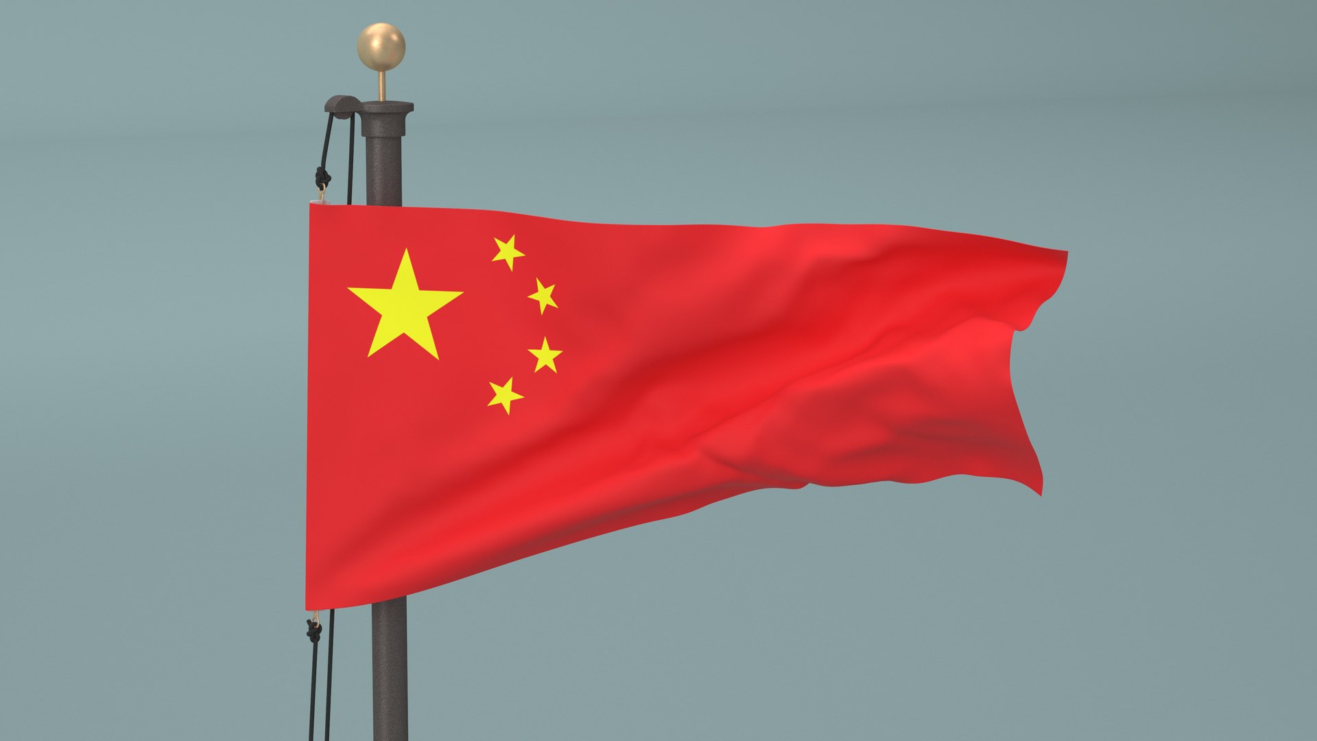 Waving China Flag On Wall Pole 3D Model - TurboSquid 2212211