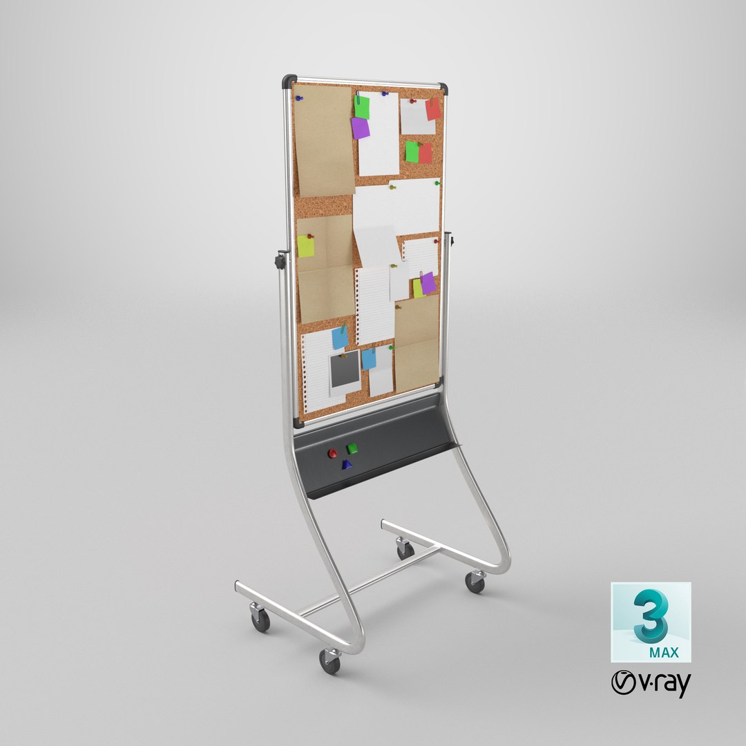 Double-Sided Metal Corkboard - Fully Customizable Tall Pin Board 3D ...