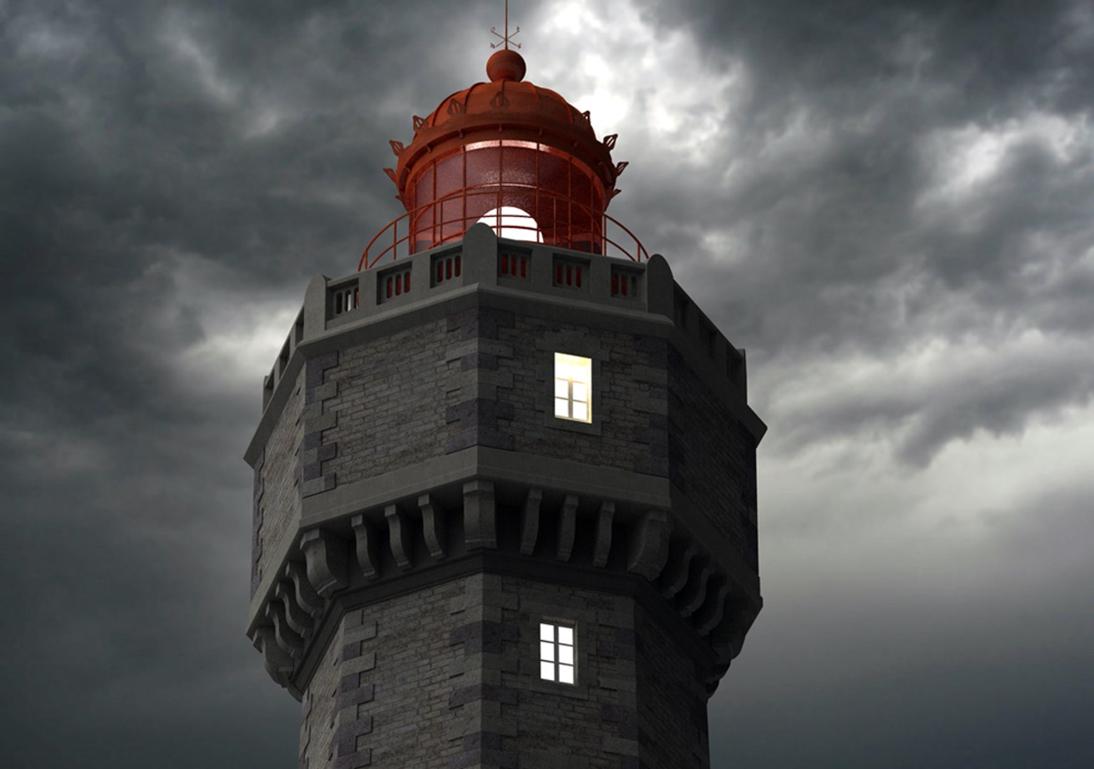 3d Model La Jument Lighthouse