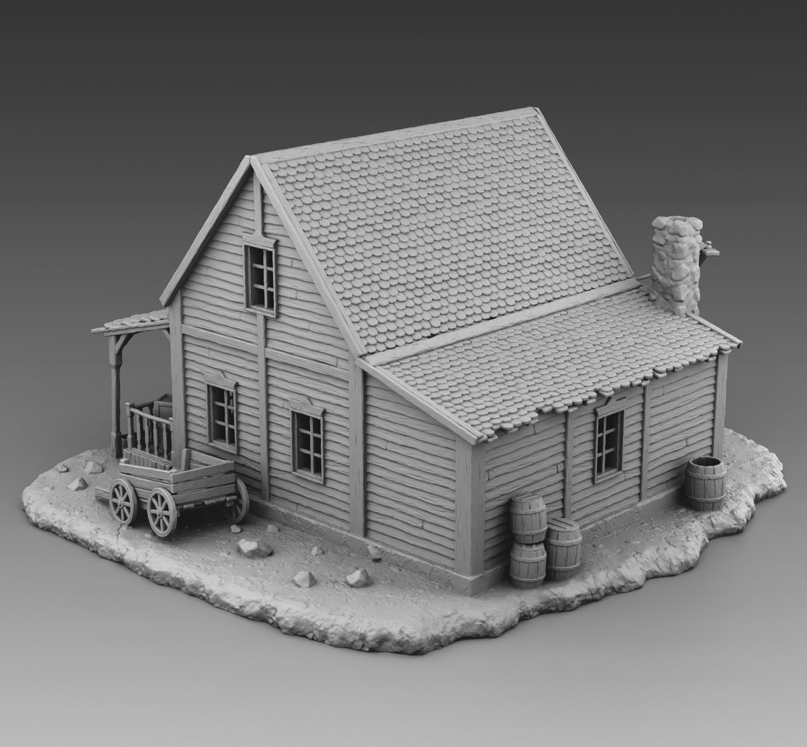Residential Building With A Chimney 3D Model - TurboSquid 1945880