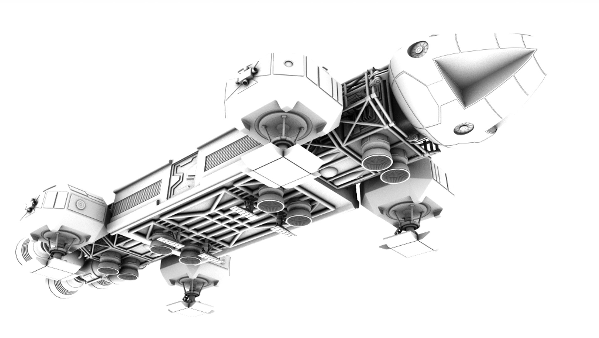 3D Space:1999 Eagle Transporter Model - TurboSquid 1262707