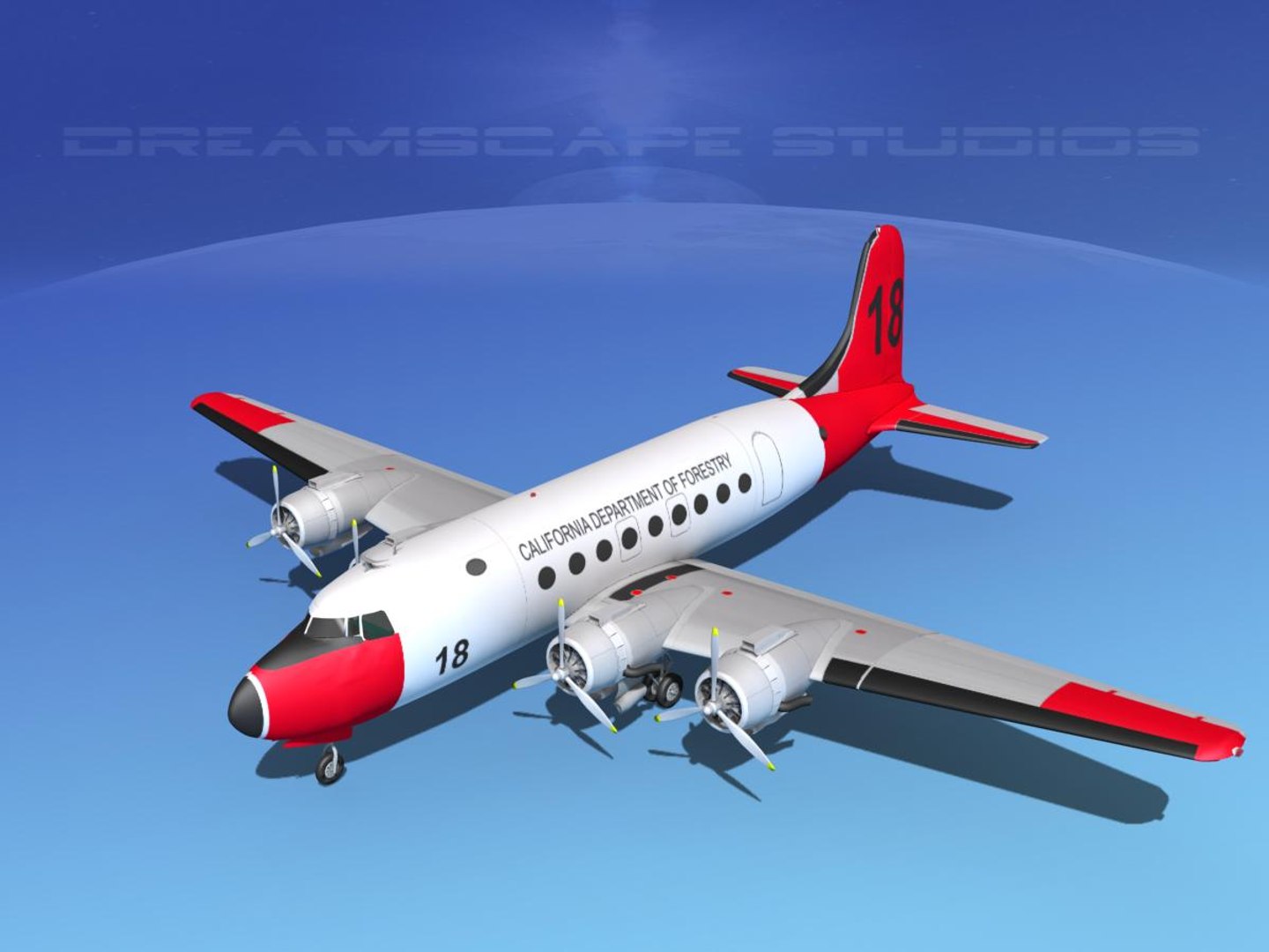 3d model dc-4 propellers gear